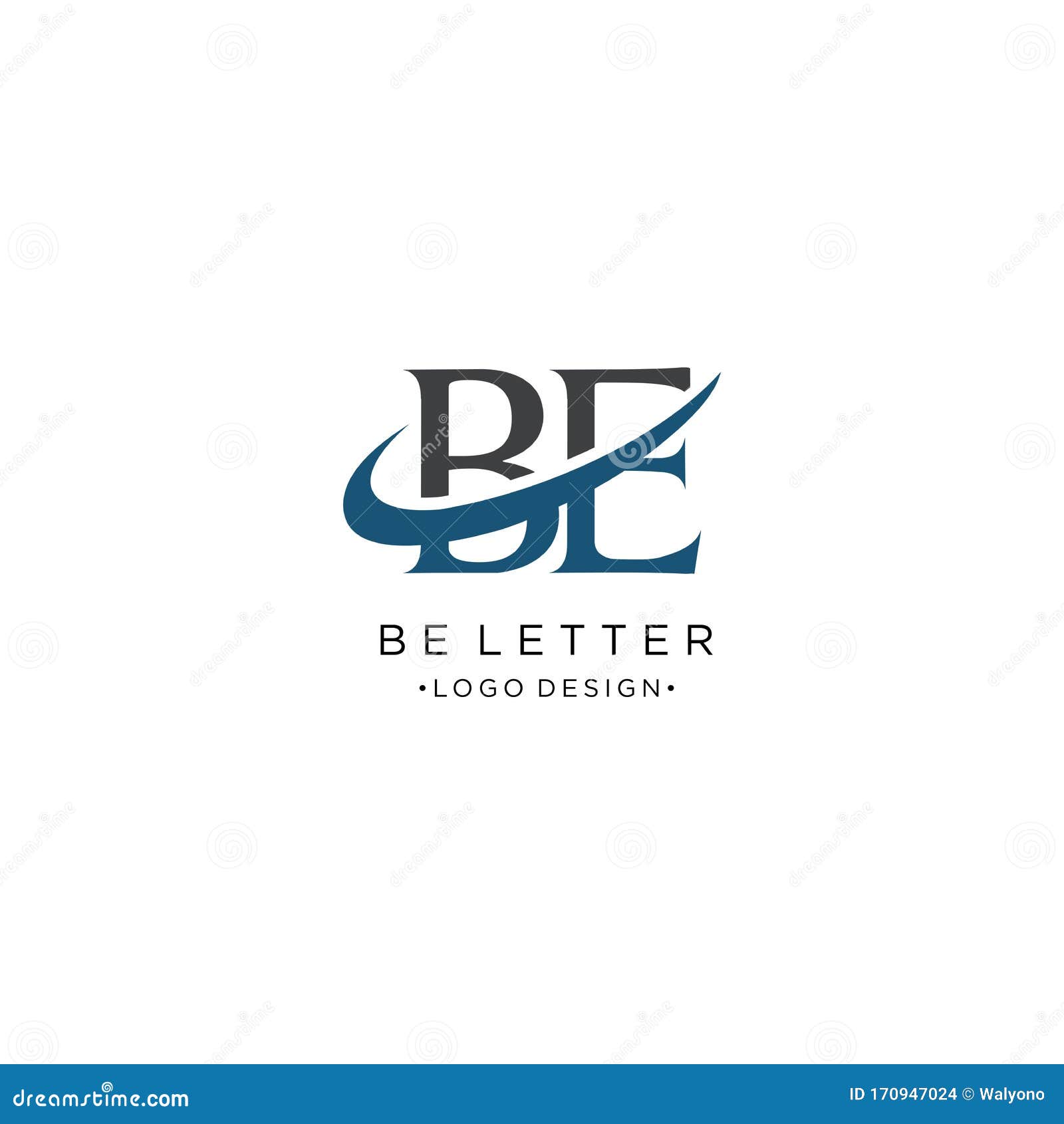 BE Letter Logo Design with Serif Font and Swoosh Vector Illustration ...