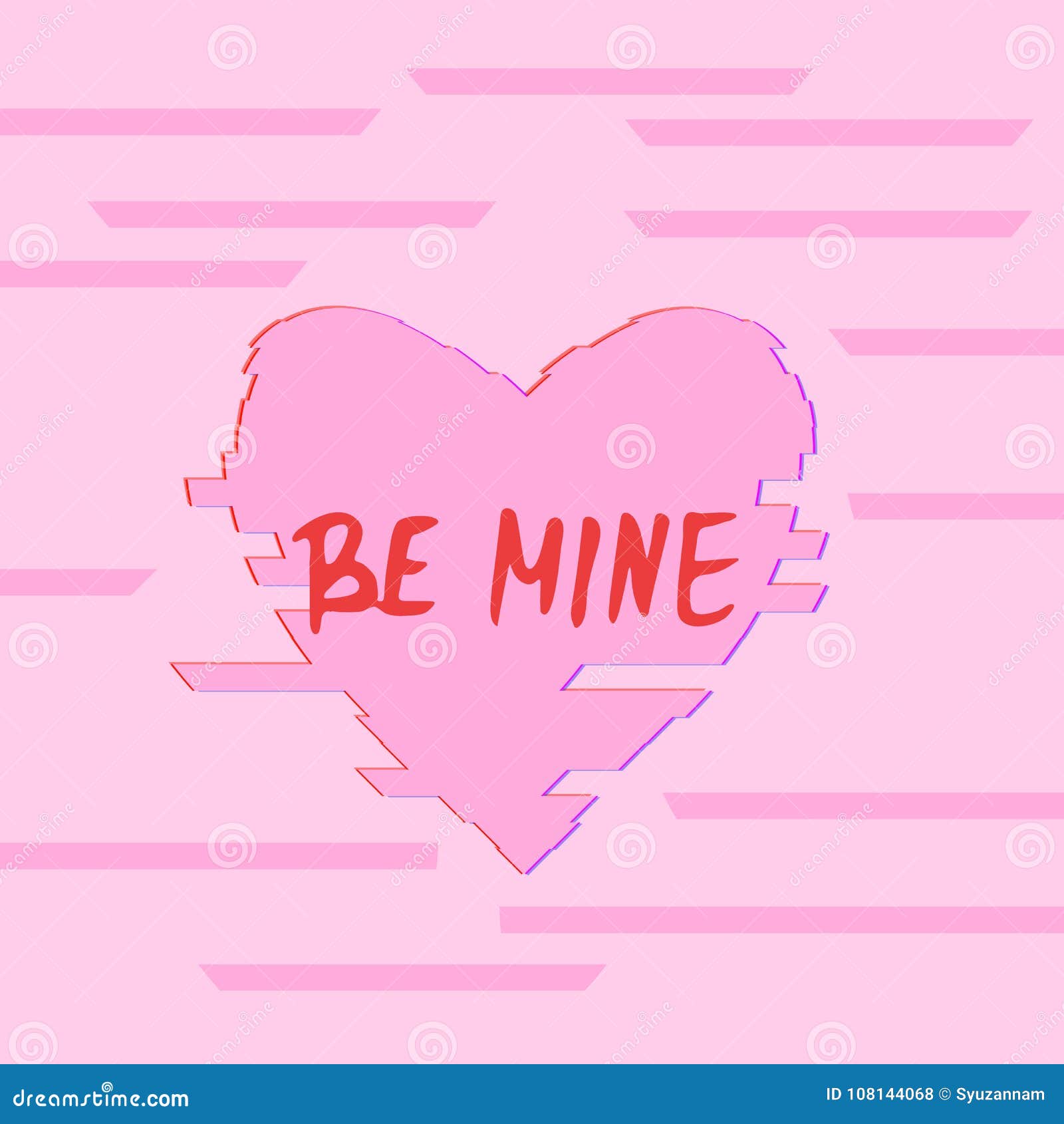 Be Mine Text with Frame on Pink Background Stock Vector - Illustration ...