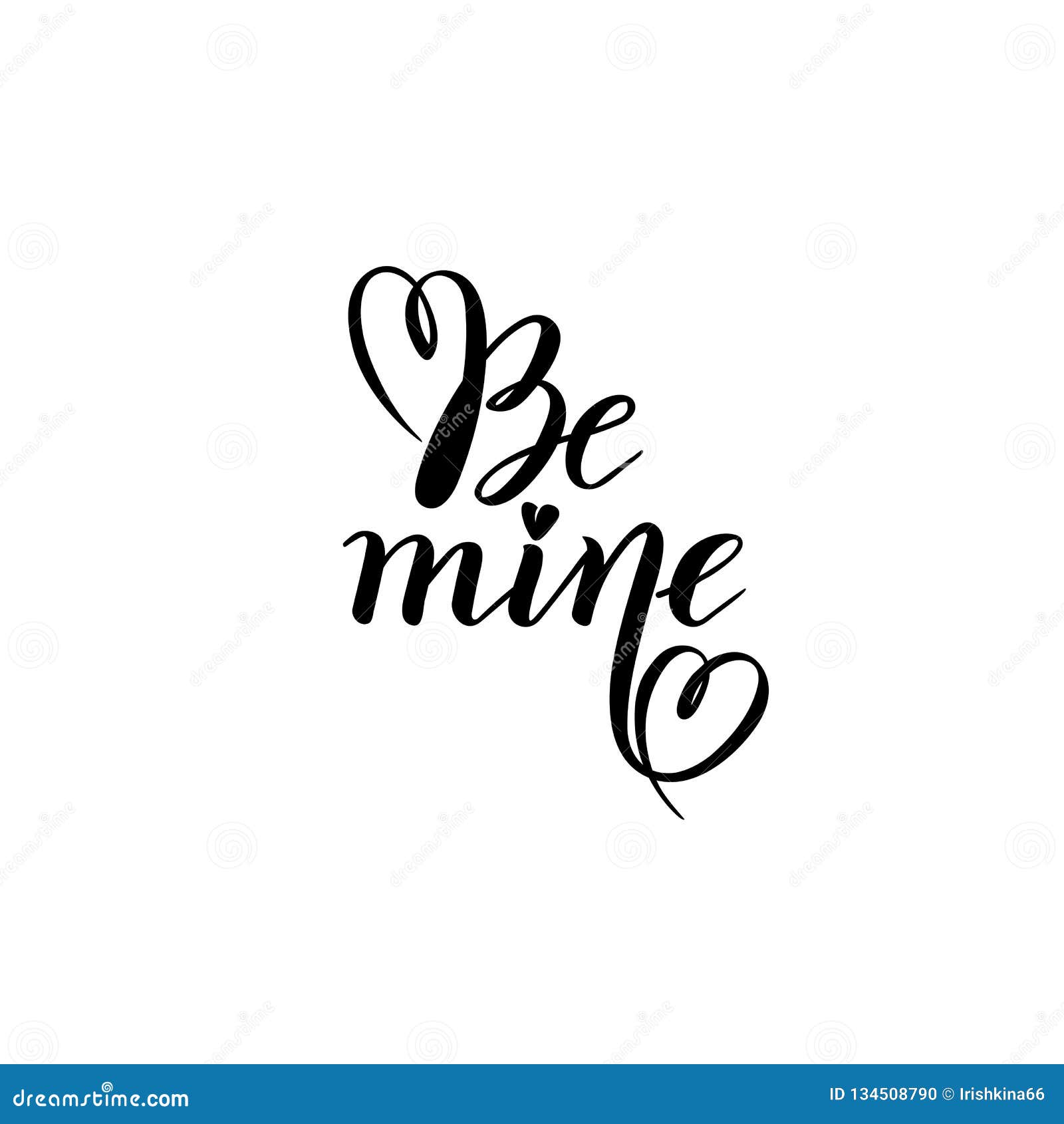 Be Mine Valentine Hand Lettering Calligraphy Vector Text Valentines