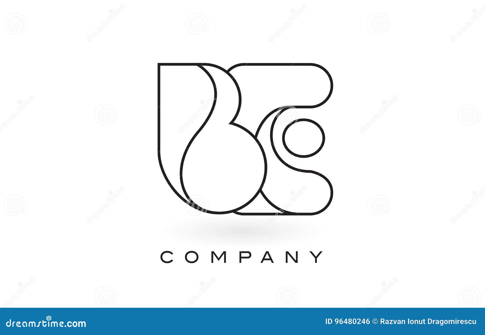 BE Monogram Letter Logo with Thin Black Monogram Outline Contour Stock ...