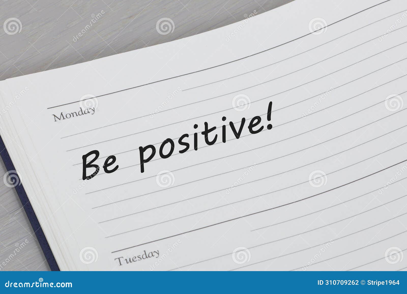 Be Positive Reminder Message in an Open Diary Stock Photo - Image of ...