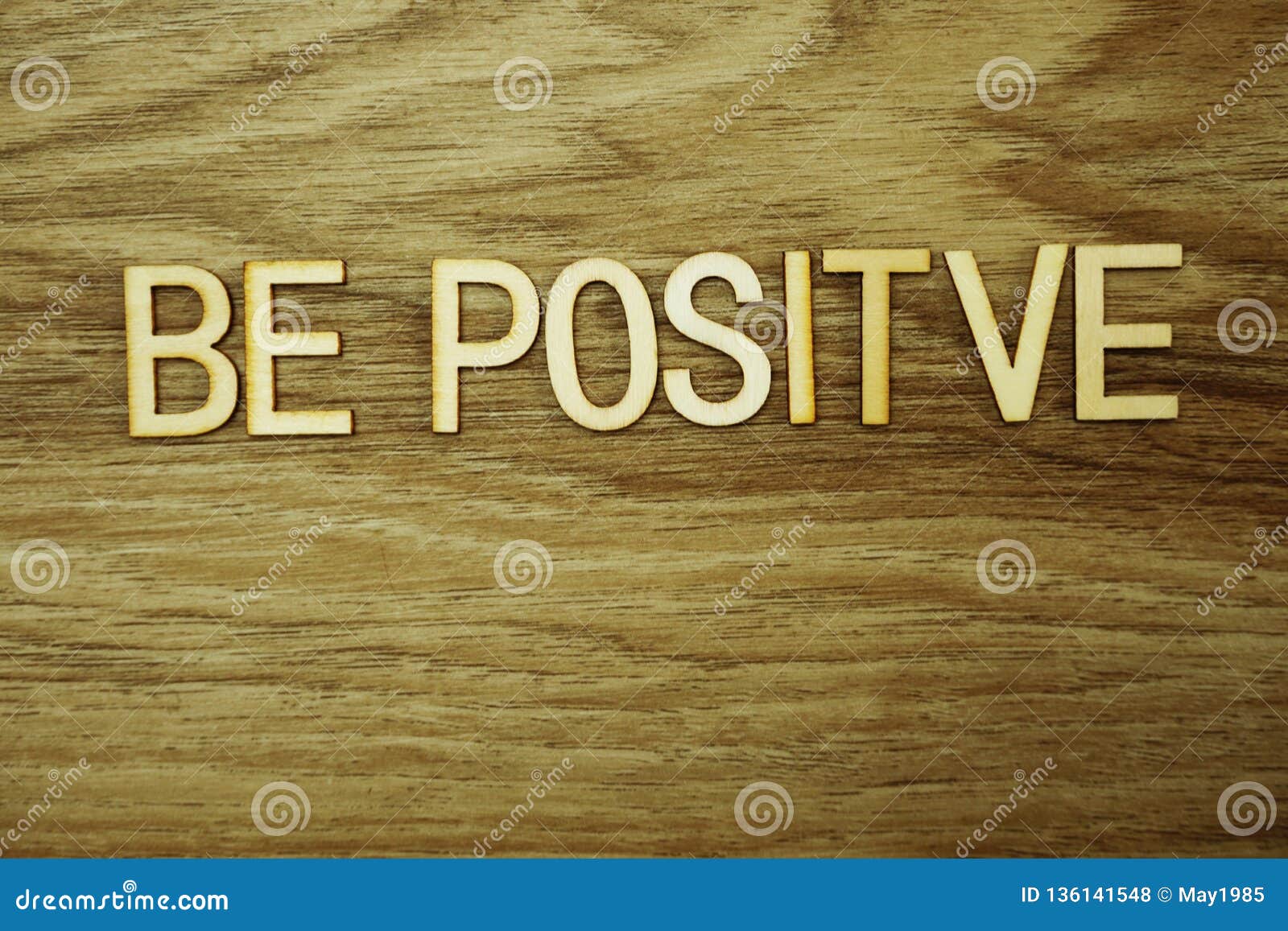 Be Positive Text Message on Wooden Background Stock Photo - Image of ...