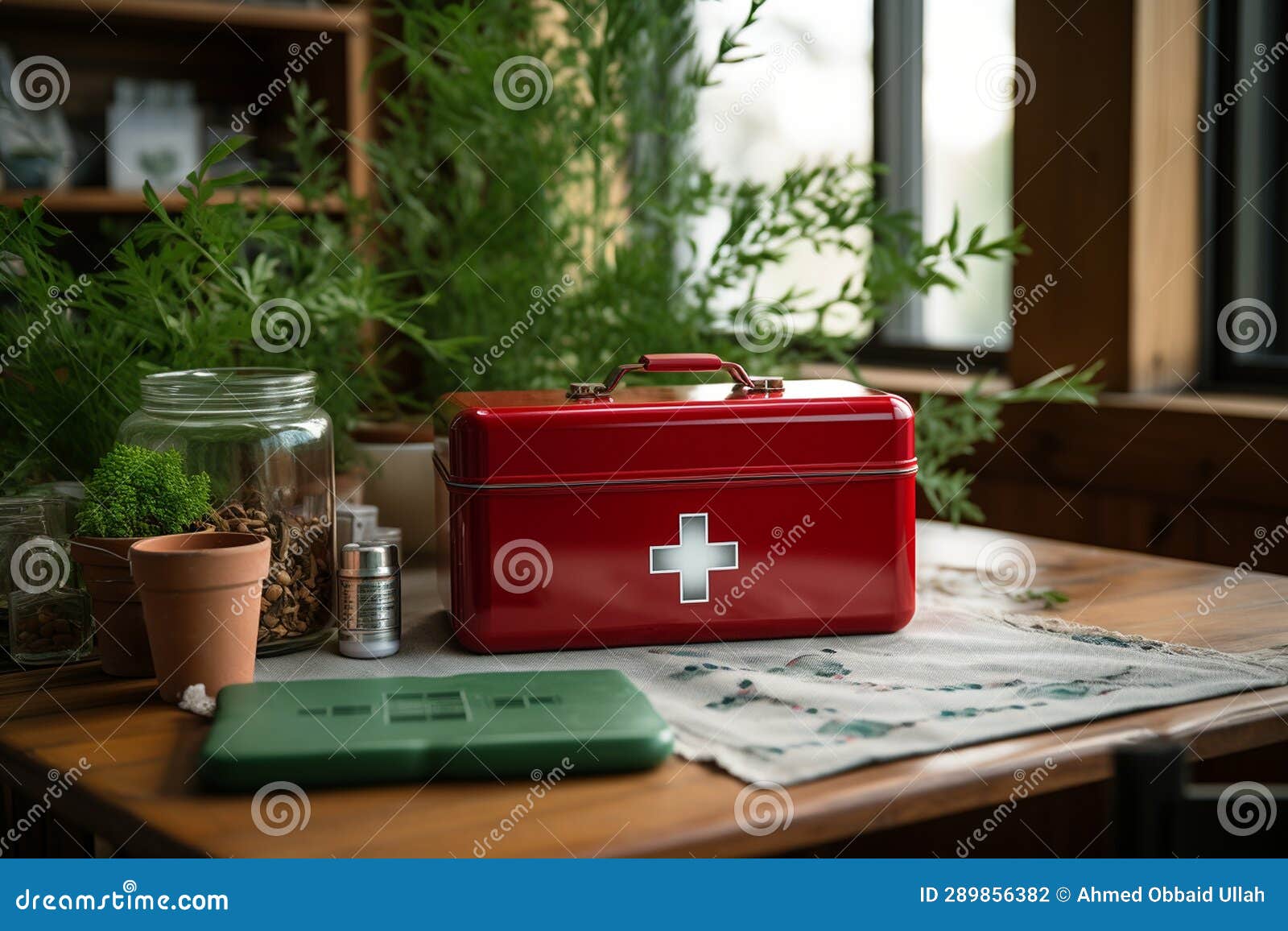 Be Prepared: First Aid Kit on the Kitchen Table. Generative by Ai Stock ...