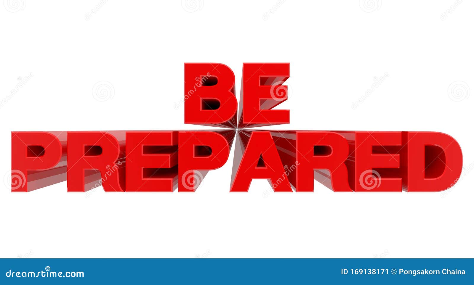 BE PREPARED Word on White Background 3d Rendering Stock Illustration ...