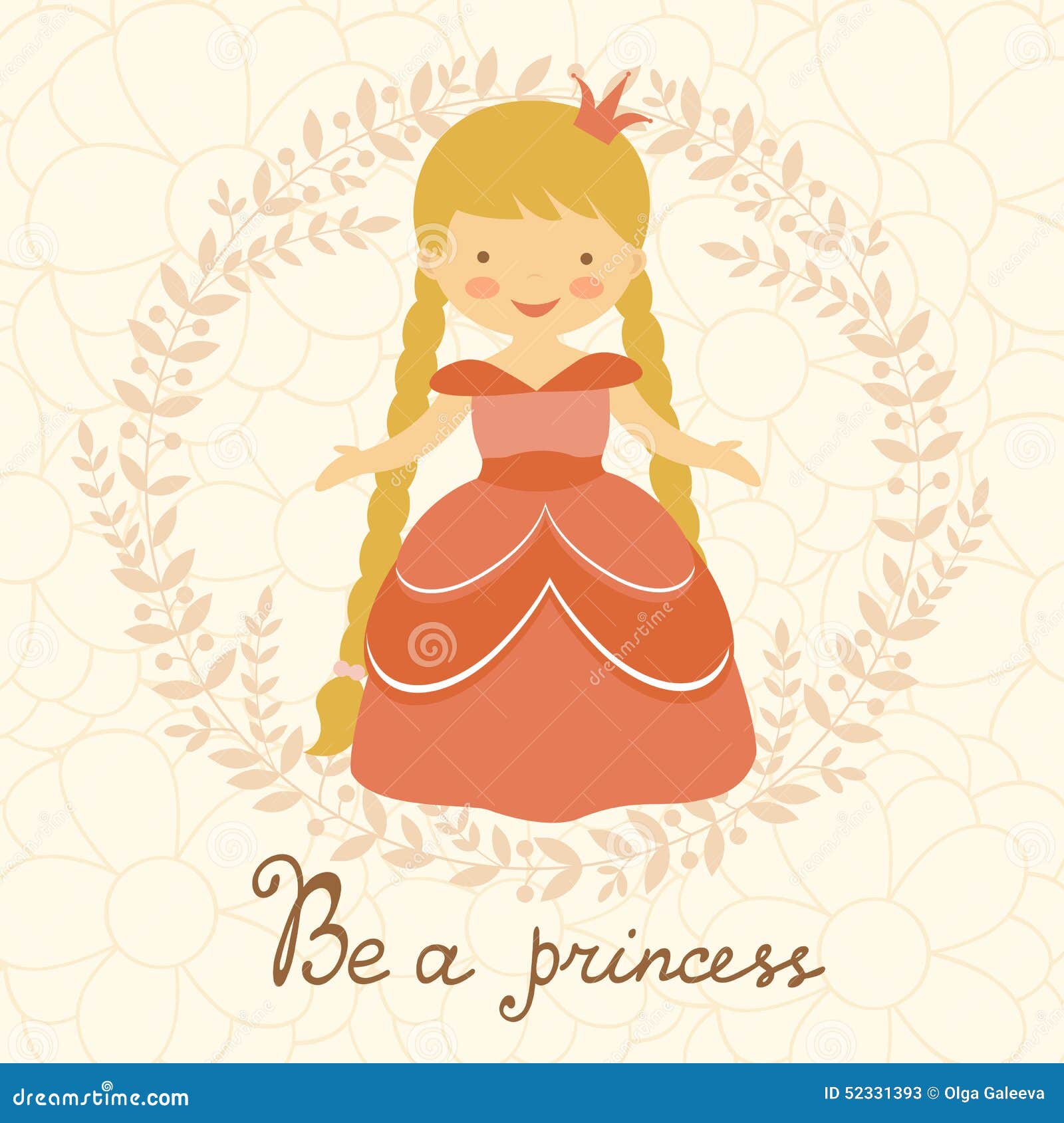 Be a princess card stock vector. Illustration of girl - 52331393
