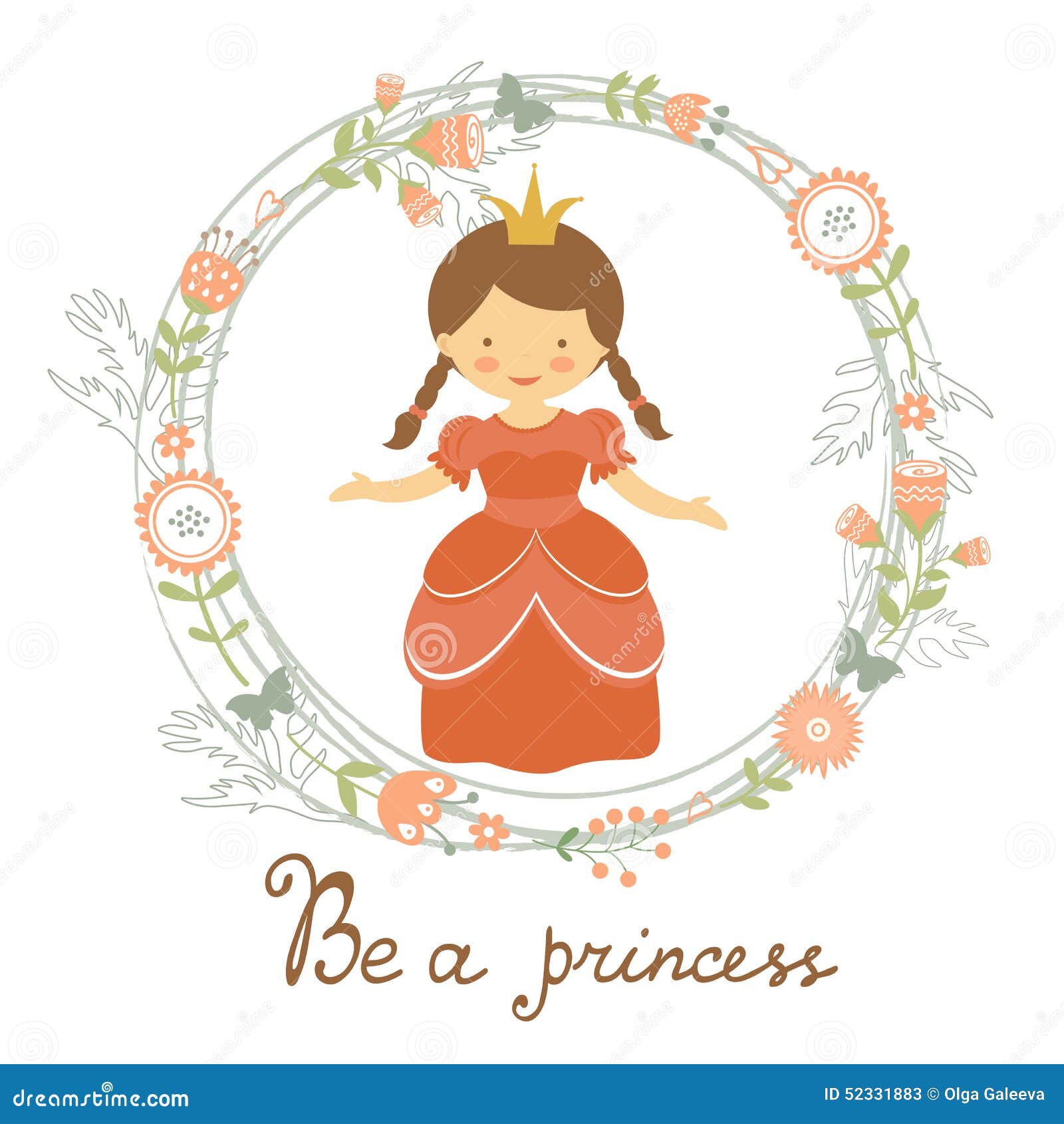 Be a princess card stock vector. Illustration of cartoon - 52331883