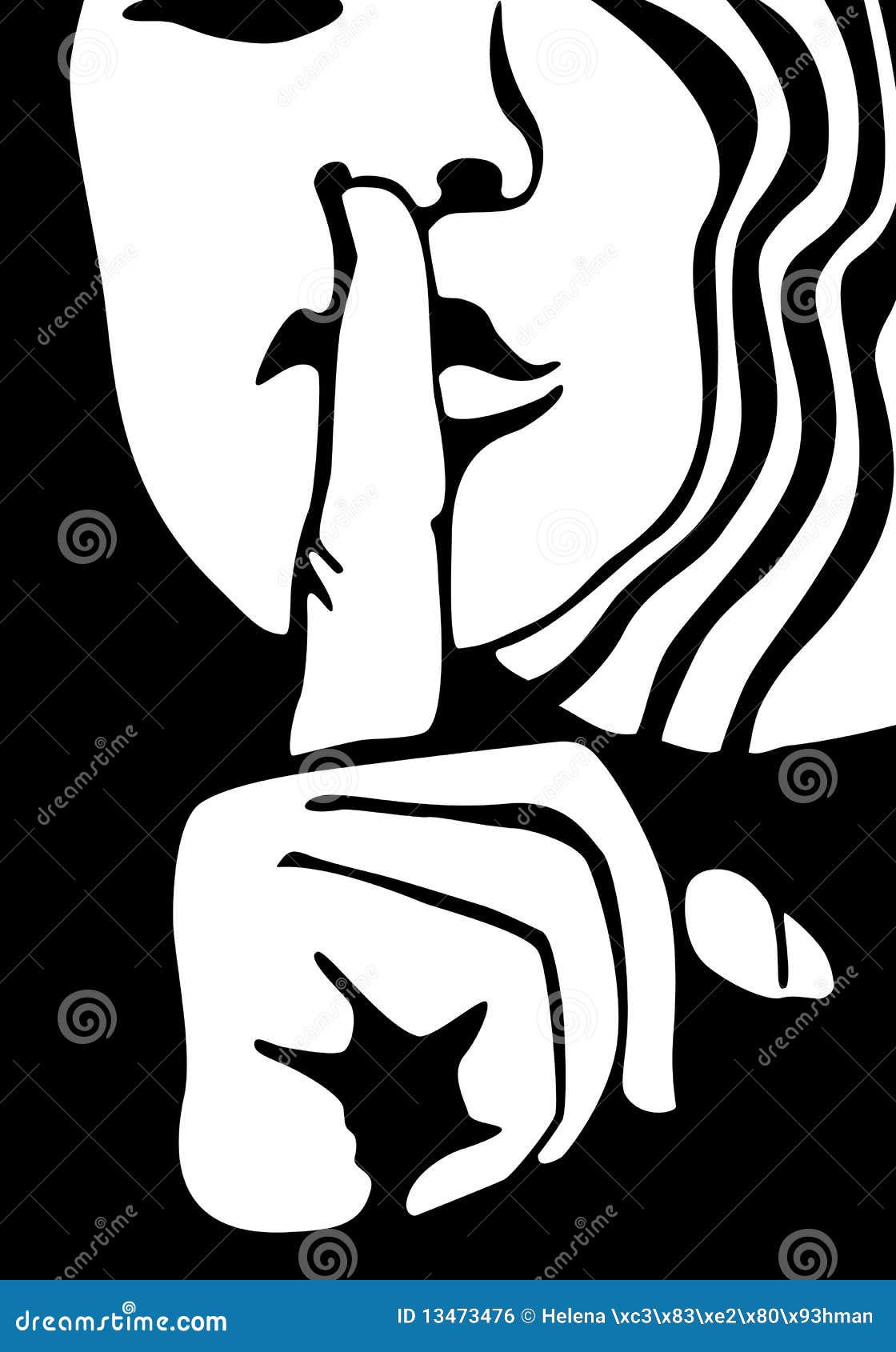 Be quiet stock vector. Illustration of lips, white, black - 13473476