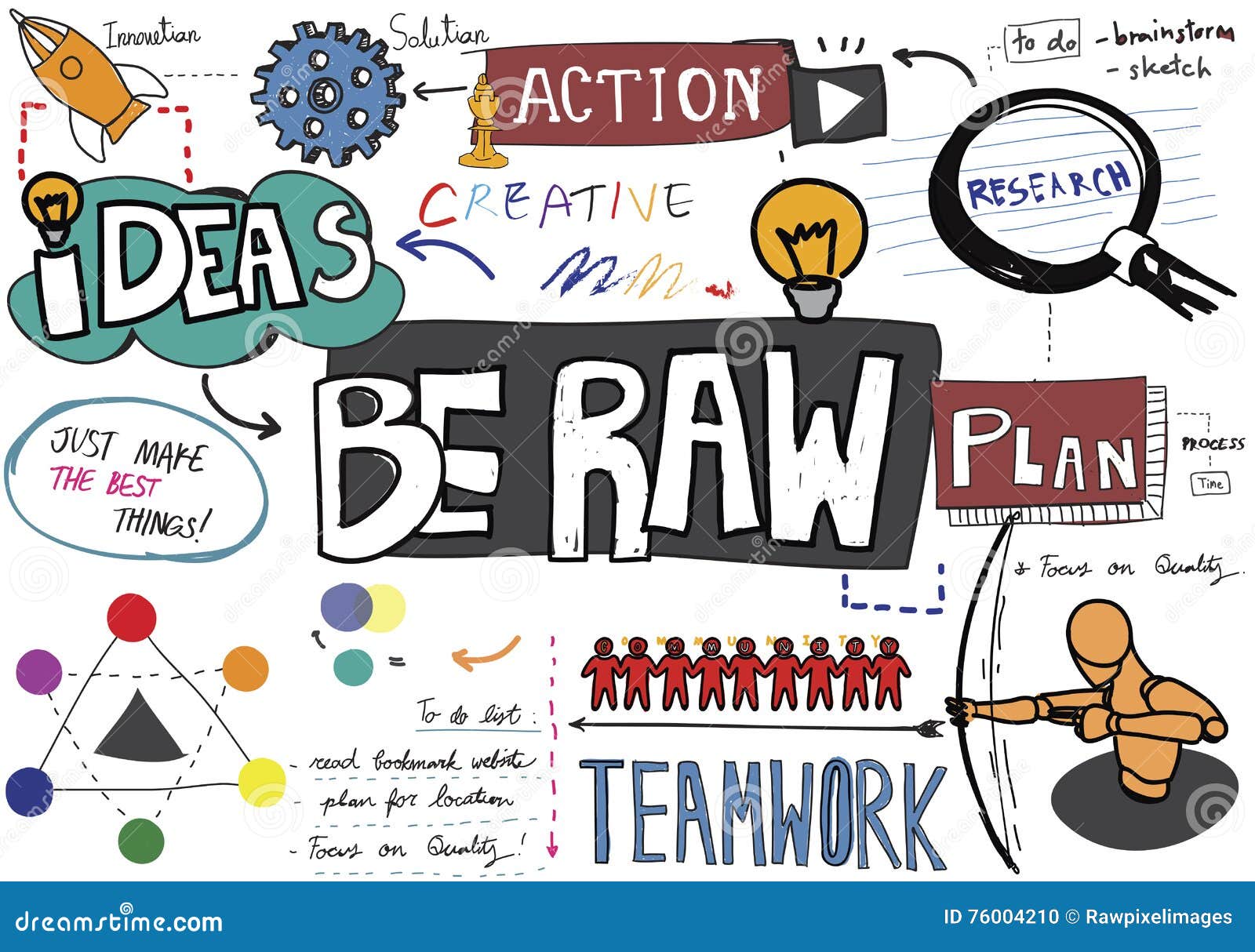 Be Raw Creativity Fresh Ideas Design Unique Concept Stock Illustration ...