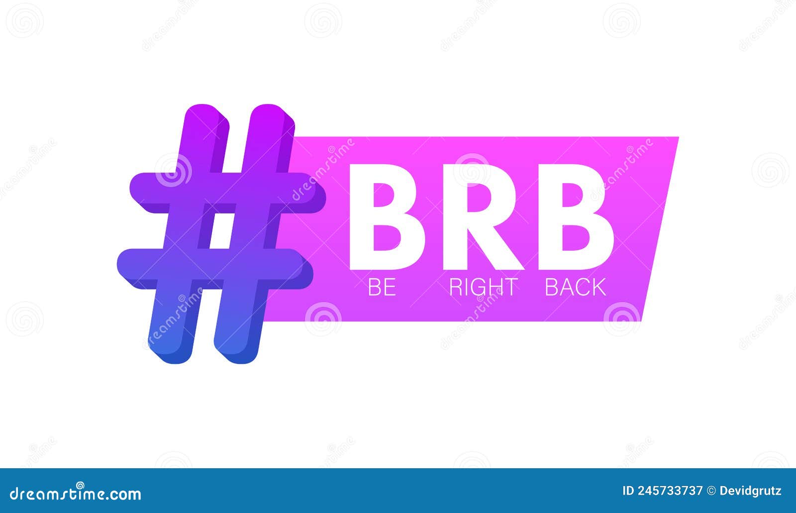 Be Right Back, BRB Message. Design Element. Vector Stock Illustration ...
