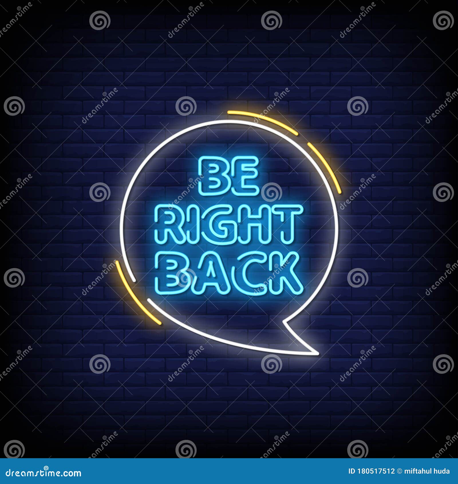 Be Right Back Neon Signs Style Text Vector Stock Vector - Illustration ...