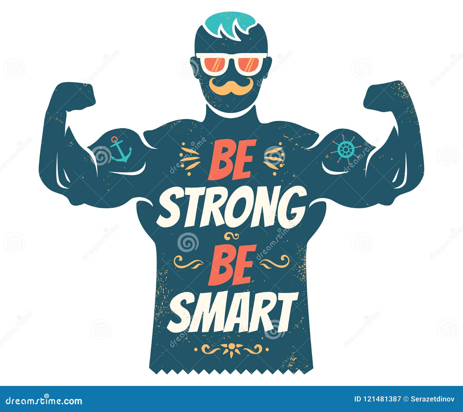 Be strong be smart stock vector. Illustration of athlete - 121481387