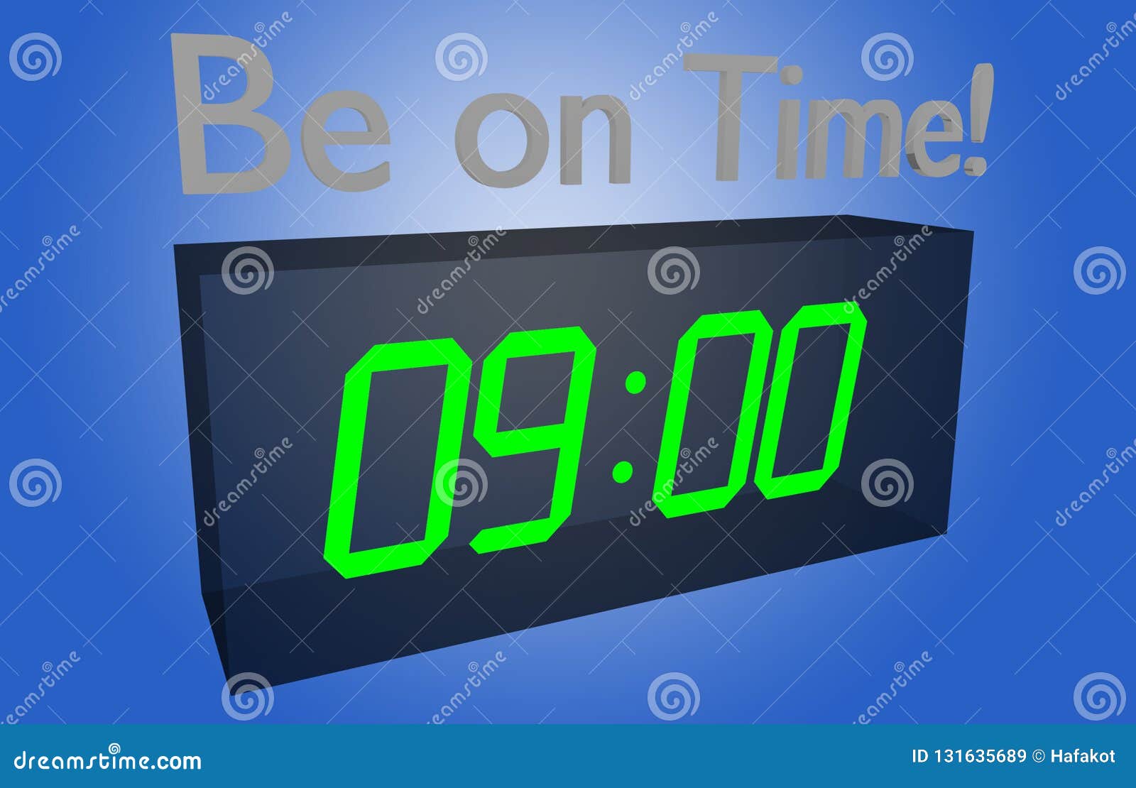 Be on Time! Sign Concept 3D Illustration with Digital Clock on Blue ...