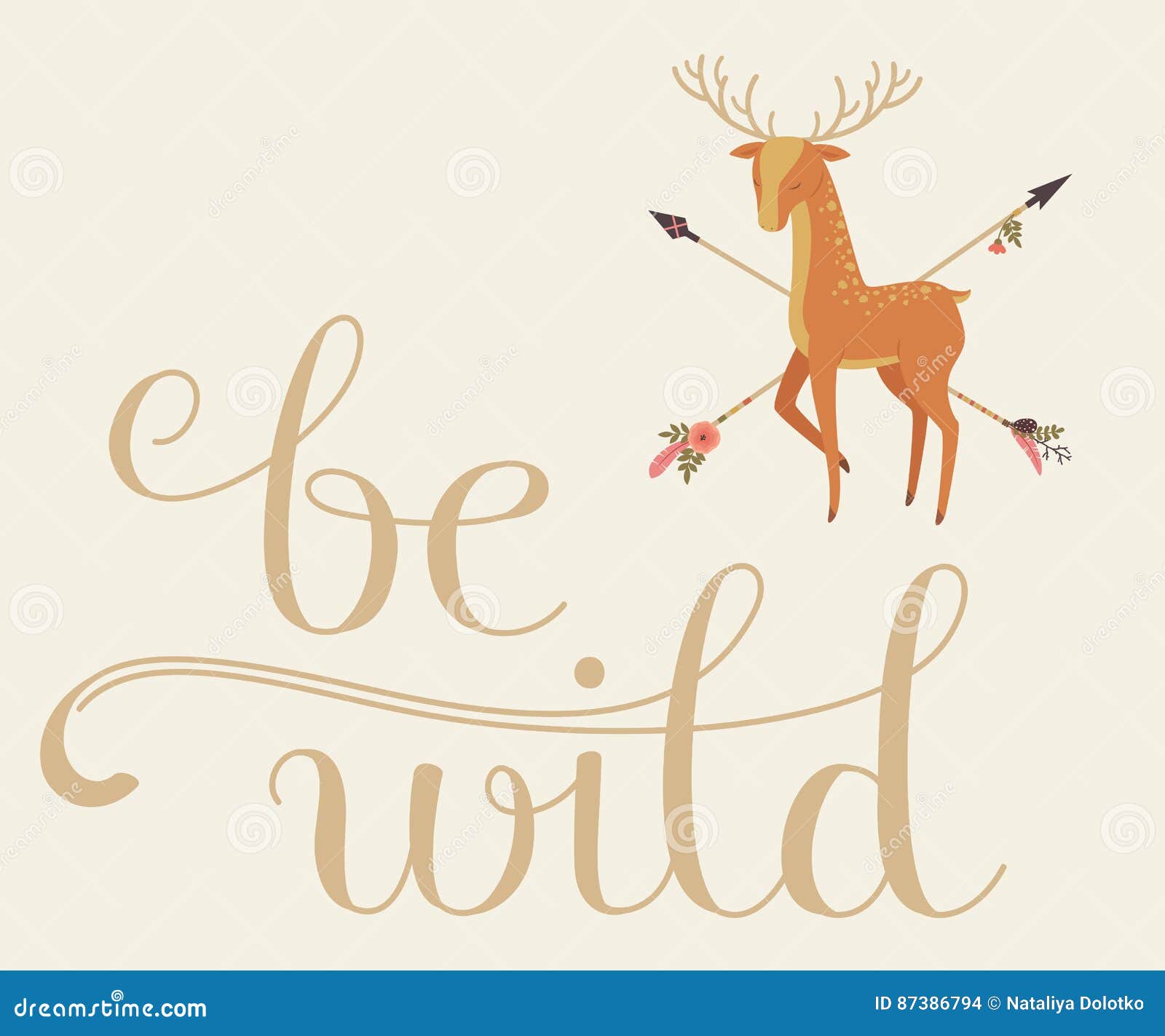 Be Wild lettering stock vector. Illustration of antler - 87386794