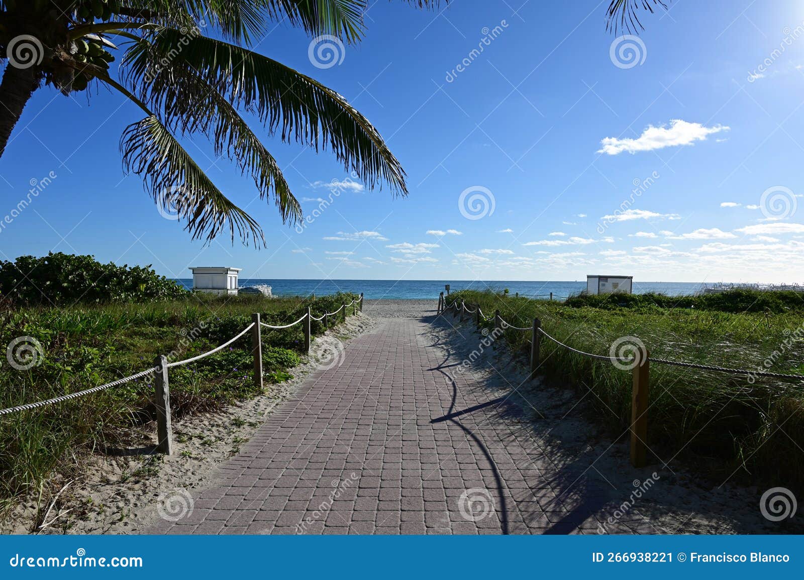 Beach Access Path on South Beach in Miami Beach, Florida. Stock Image ...