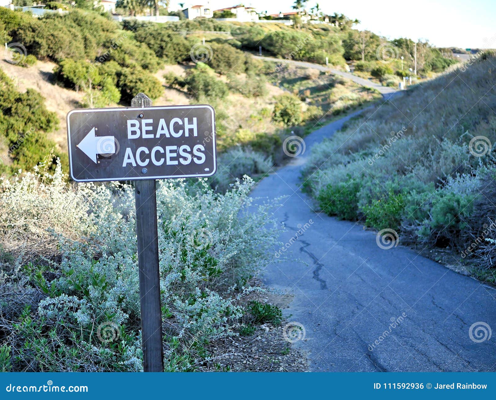 Beach Access Sign on the Path To a California Ocean Park. Stock Photo ...