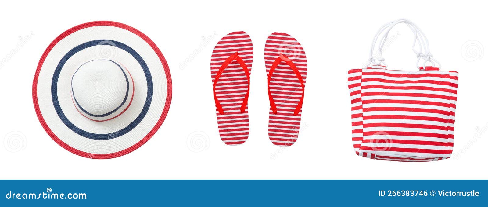 Beach Accessories Flip Flops, Hat and Bag. Summer Resort Objects ...