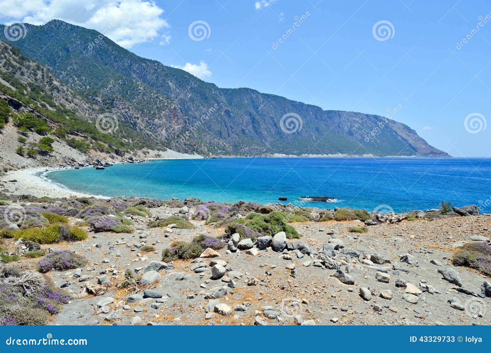 Beach in Agia Roumeli stock image. Image of greece, cliff - 43329733