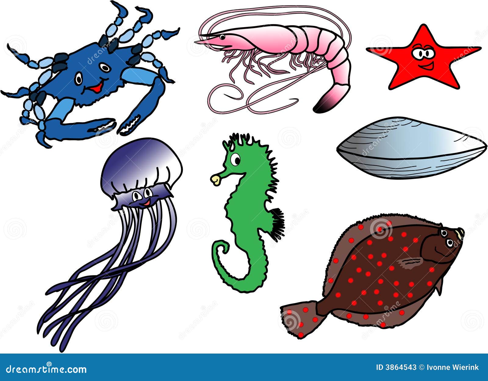 Beach-animals stock vector. Illustration of star, fishing - 3864543