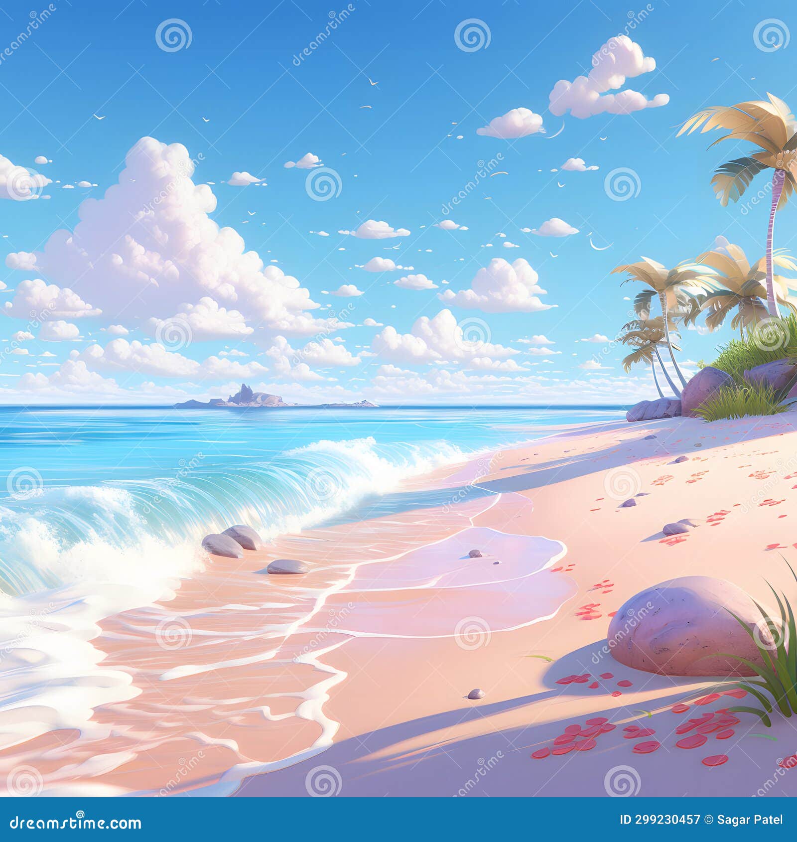 Beach Animation Beach in the the Style of Animation Stock Illustration ...