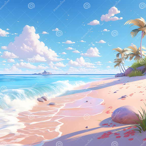 Beach Animation Beach in the the Style of Animation Stock Illustration ...