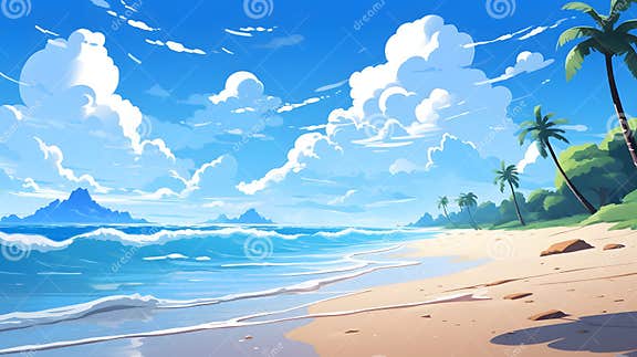 Beach Animation Beach in the the Style of Animation Stock Illustration ...
