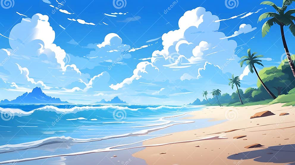 Beach Animation Beach in the the Style of Animation Stock Illustration ...