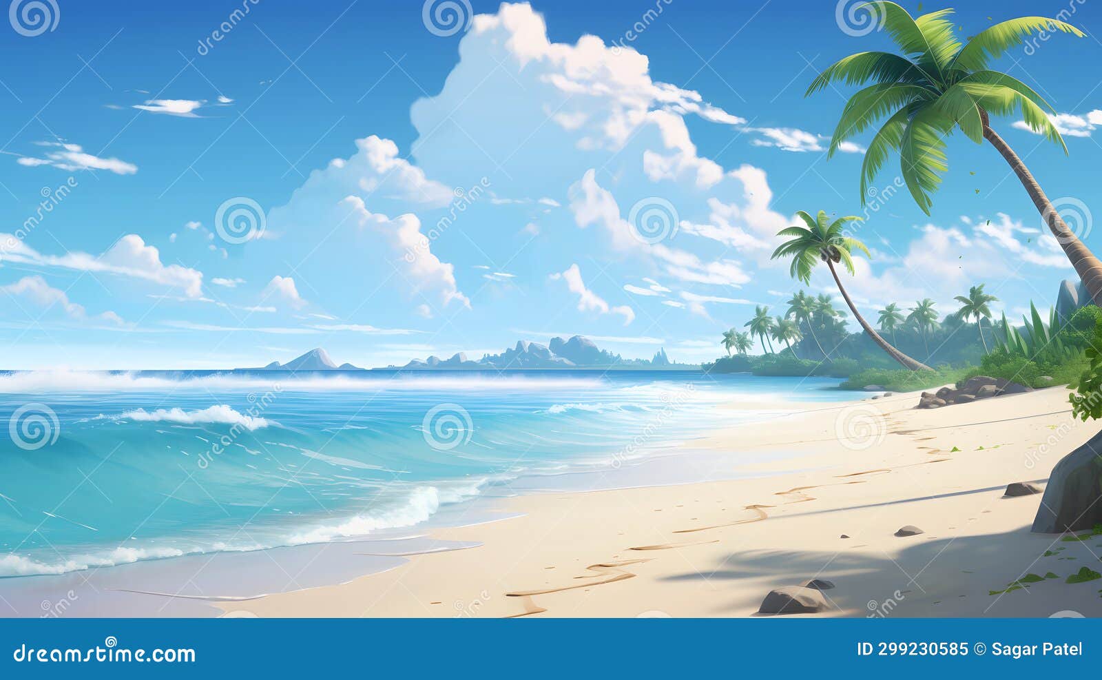 Beach Animation Beach in the the Style of Animation Stock Illustration ...