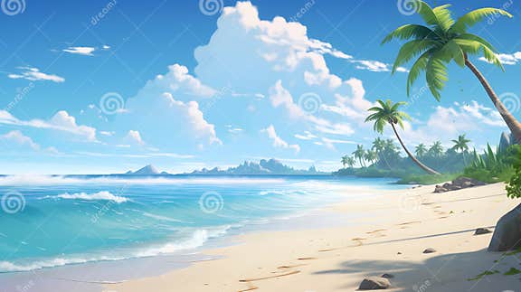 Beach Animation Beach in the the Style of Animation Stock Illustration ...