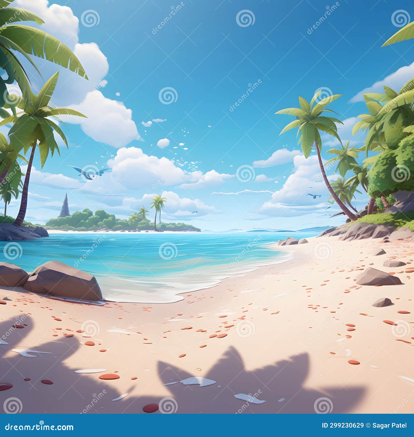 Beach Animation Beach in the the Style of Animation Stock Illustration ...