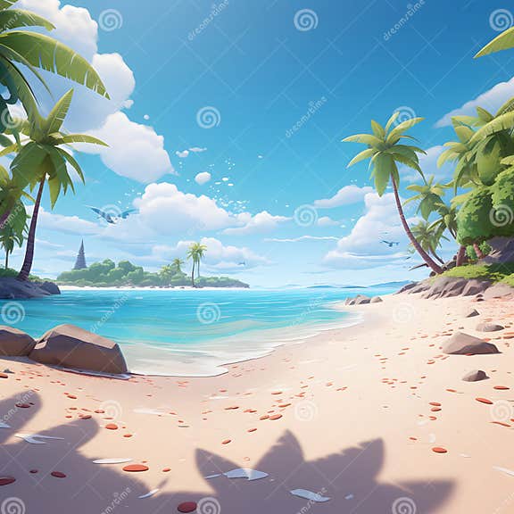 Beach Animation Beach in the the Style of Animation Stock Illustration ...