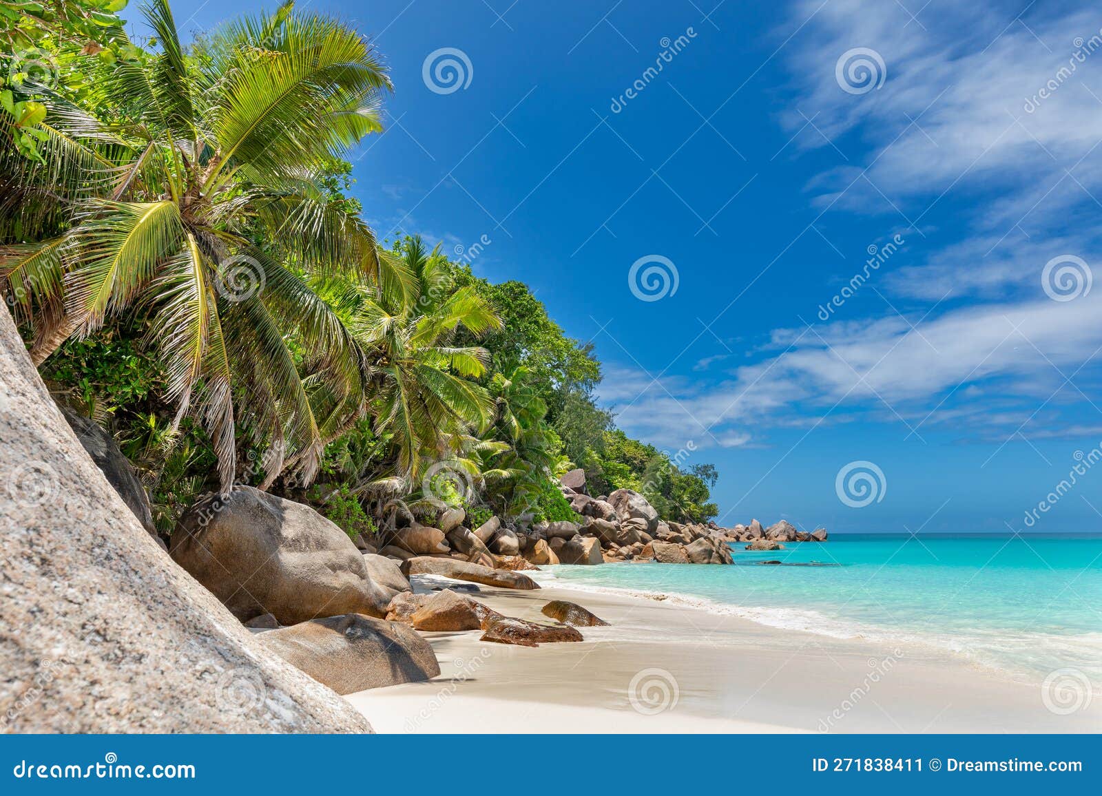Beach Anse Georgette, Praslin, Seychelles Stock Image - Image of palm ...