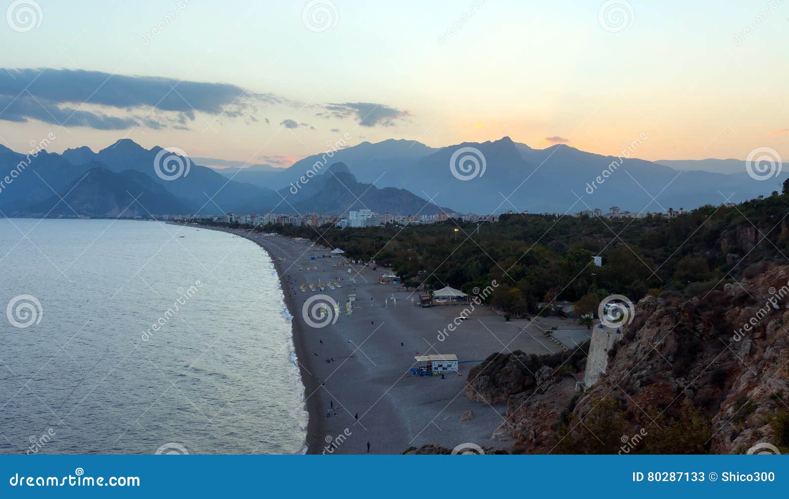 Beach at Antalya Turkey Sunset - Travel Background Editorial Stock ...