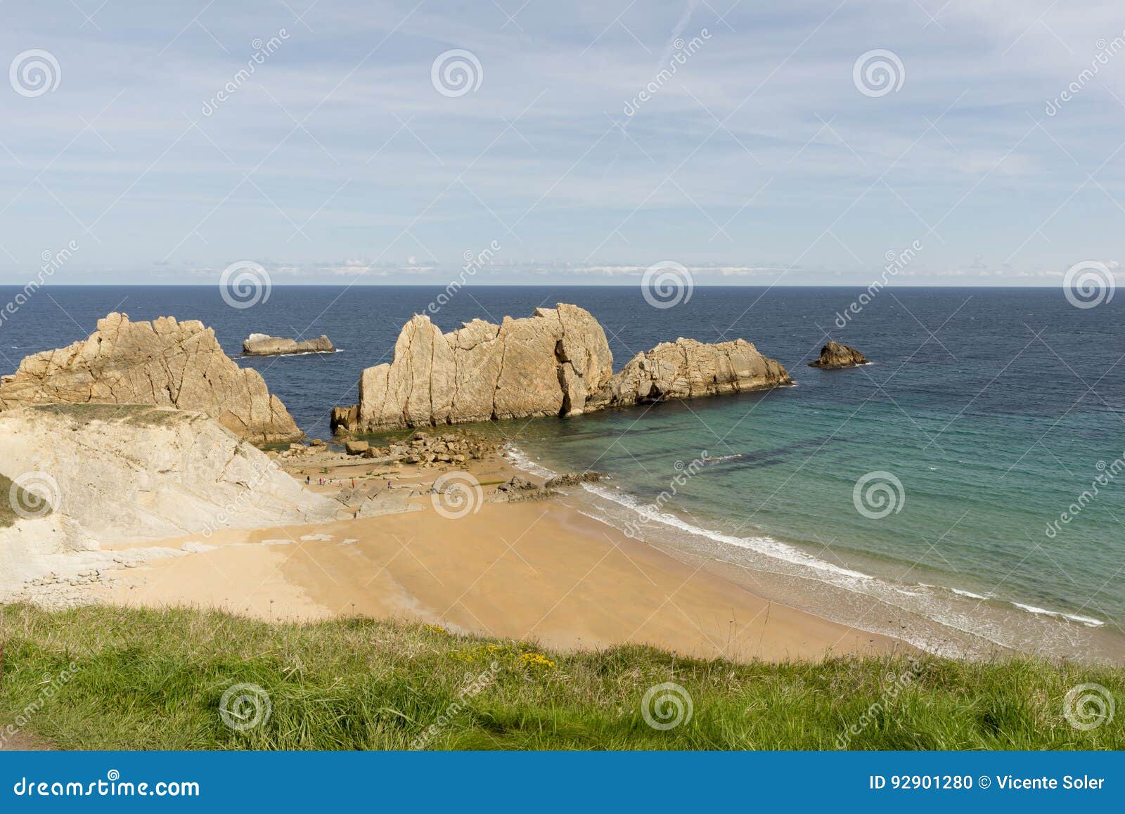 The beach of Arnia stock photo. Image of rocky, water - 92901280