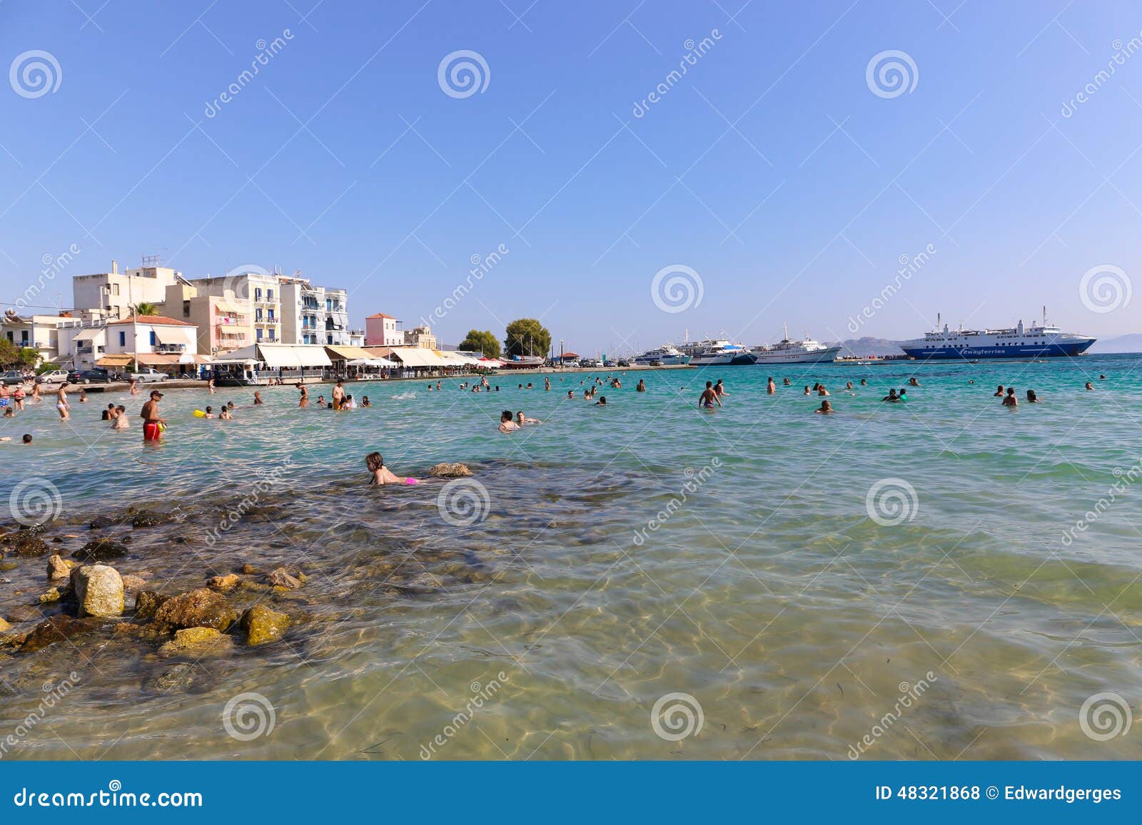 Beach in athens , Greece editorial stock photo. Image of ship - 48321868