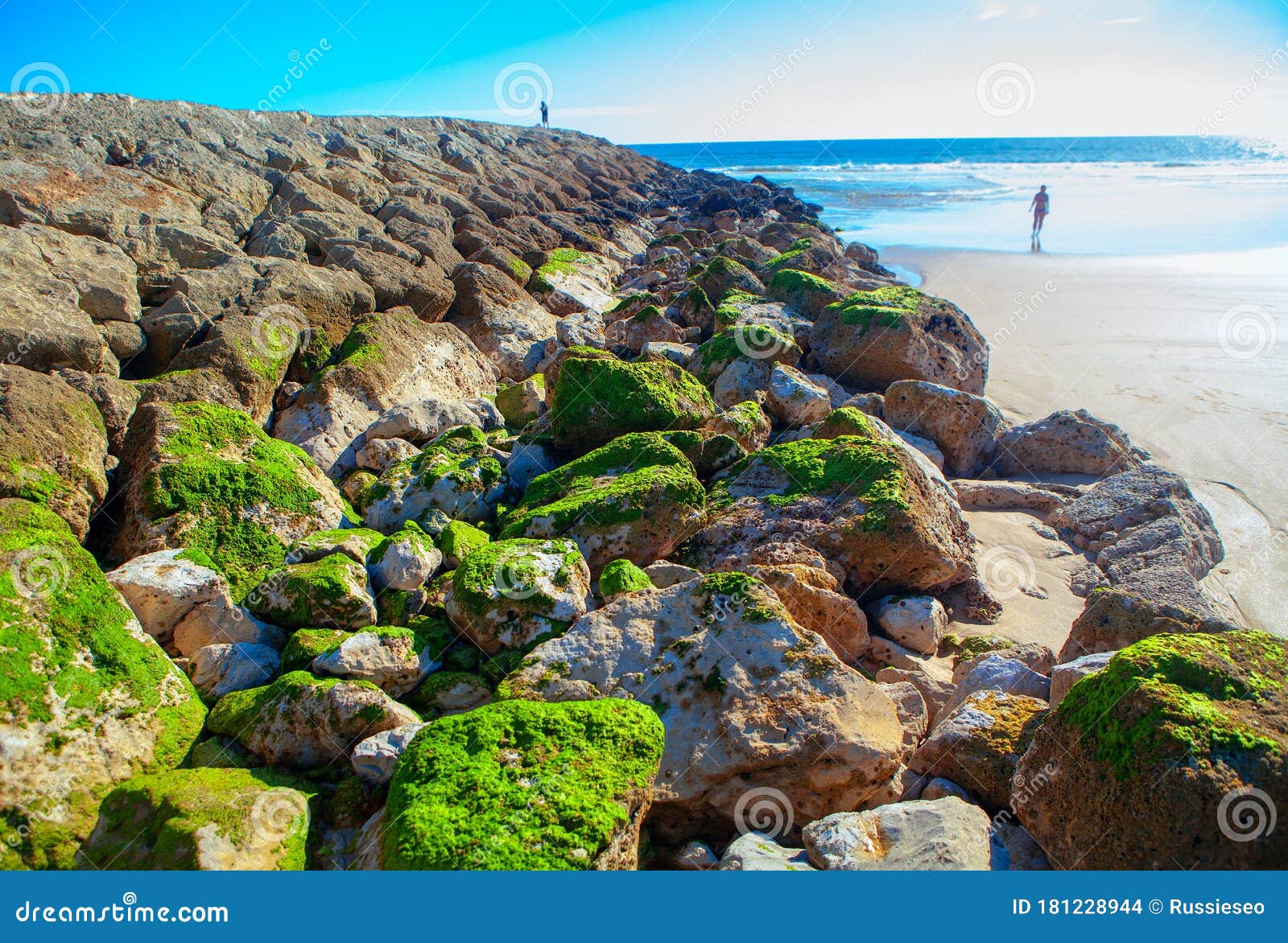 Beach with big rocks stock photo. Image of recreation - 181228944
