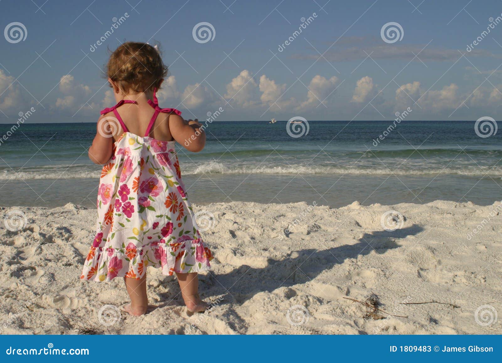 Beach baby stock image. Image of dress, child, clouds - 1809483