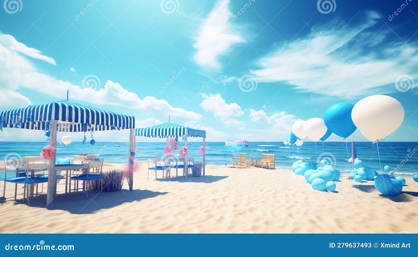 Beach Background Party Concept with Blue Sky Ai Generated Stock ...