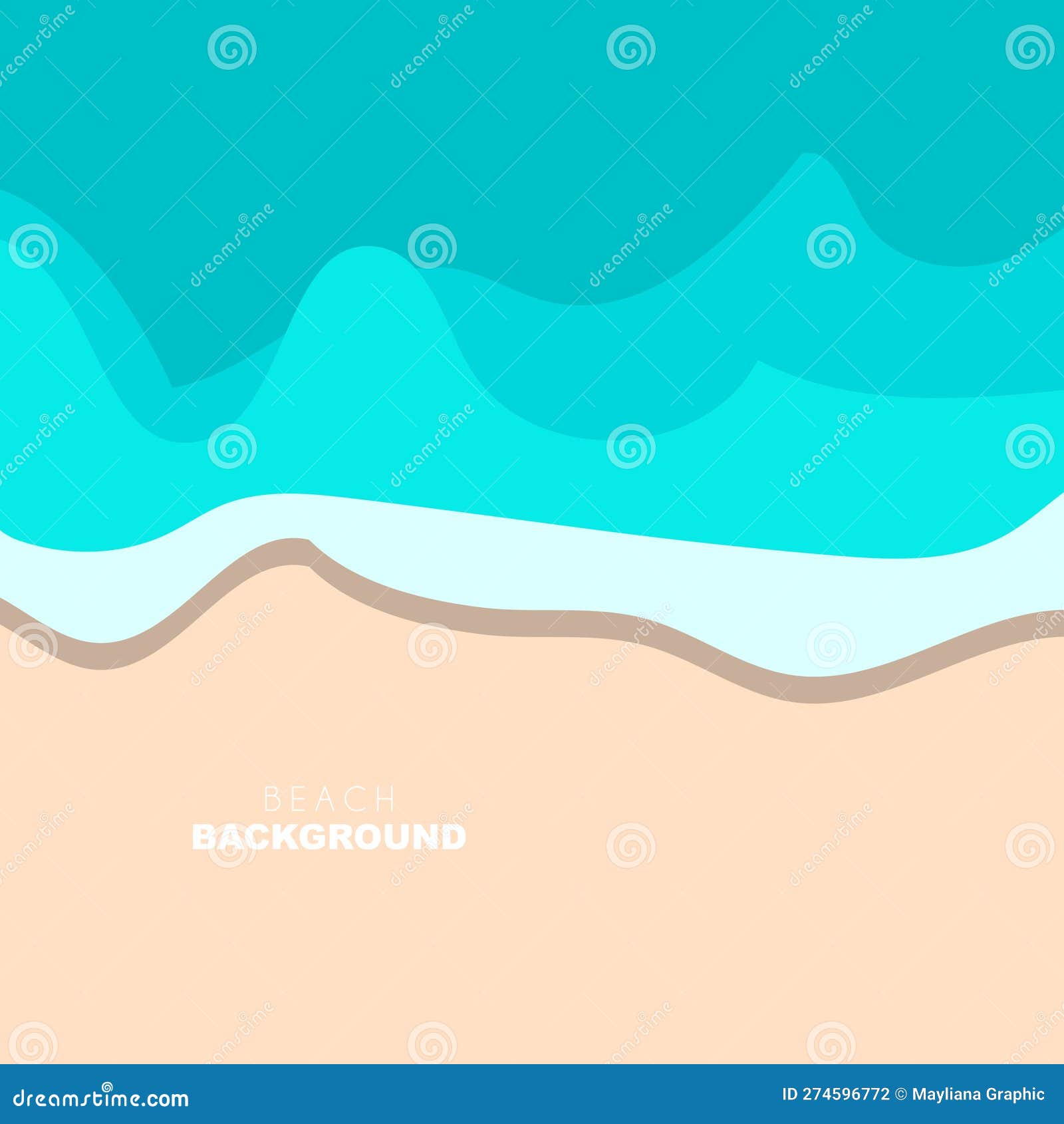 Beach Background, Beach Scene Design with Sand and Ocean Waves, Template Icon Vector ...