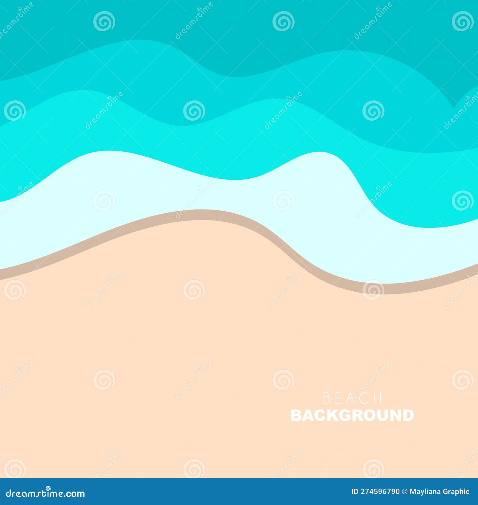 Beach Background, Beach Scene Design with Sand and Ocean Waves ...