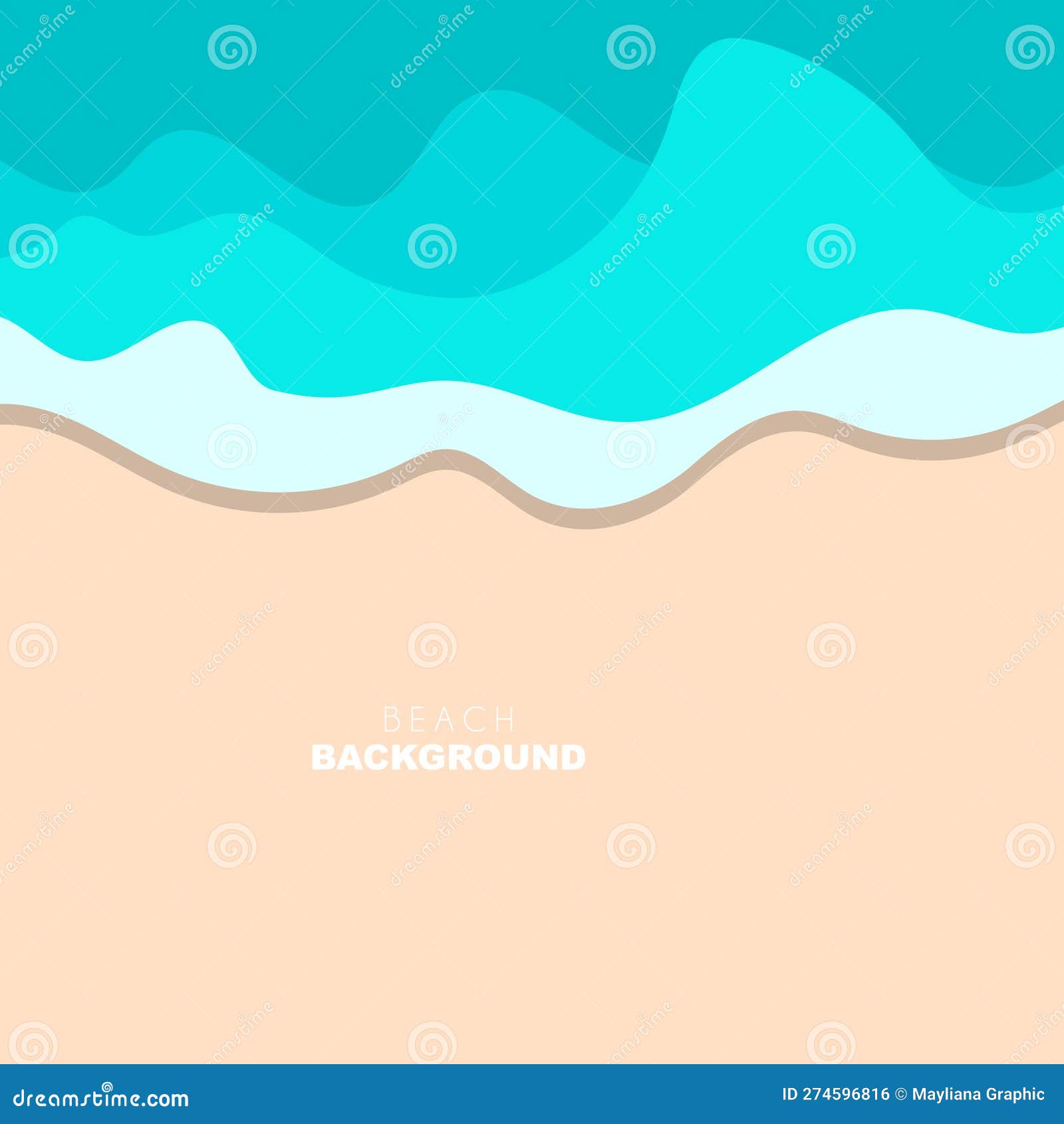 Beach Background, Beach Scene Design with Sand and Ocean Waves ...