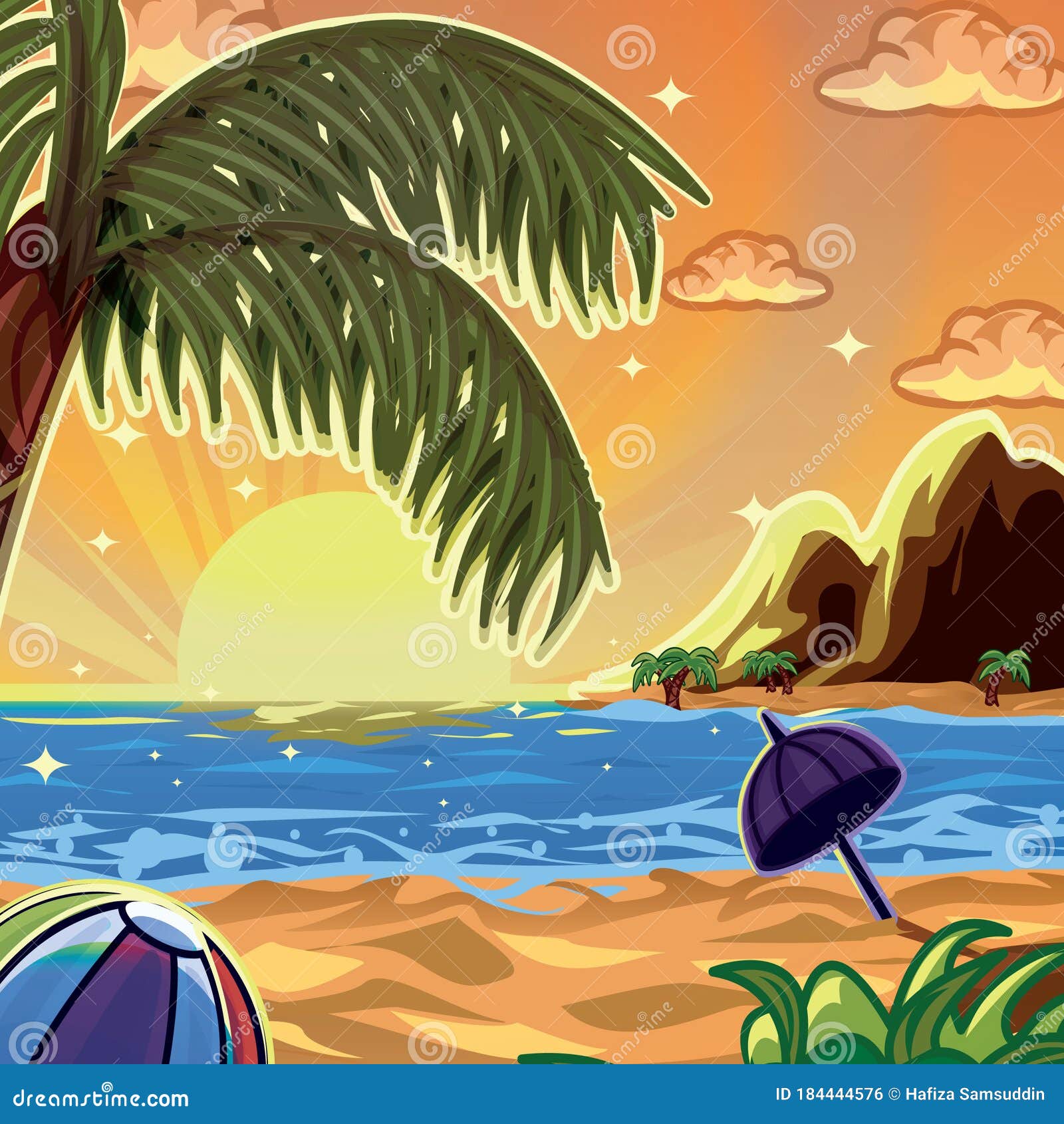 Beach Background. Vector Illustration Decorative Background Design ...