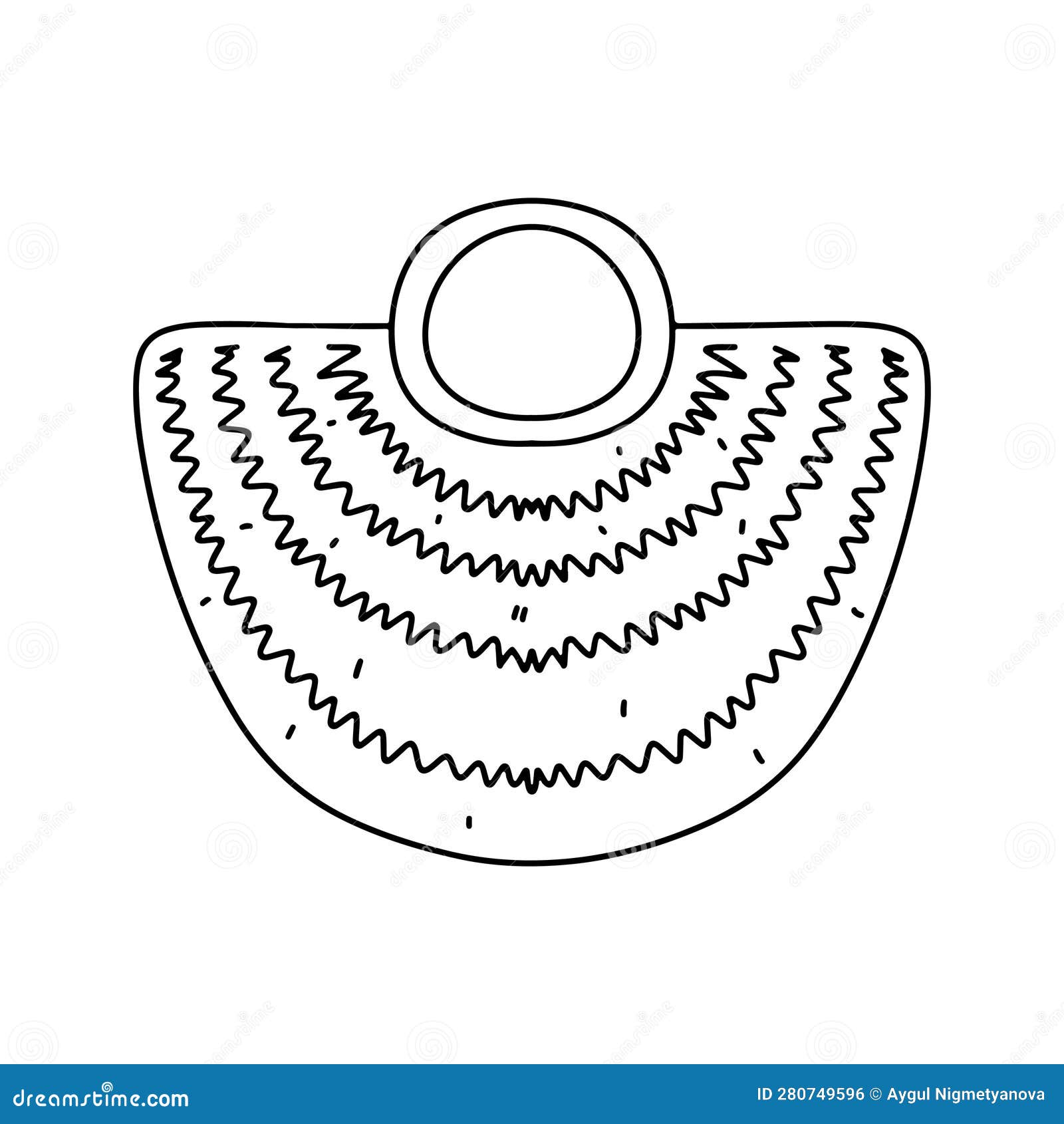 Beach Bag in Hand Drawn Doodle Style. Vector Illustration Isolated on ...