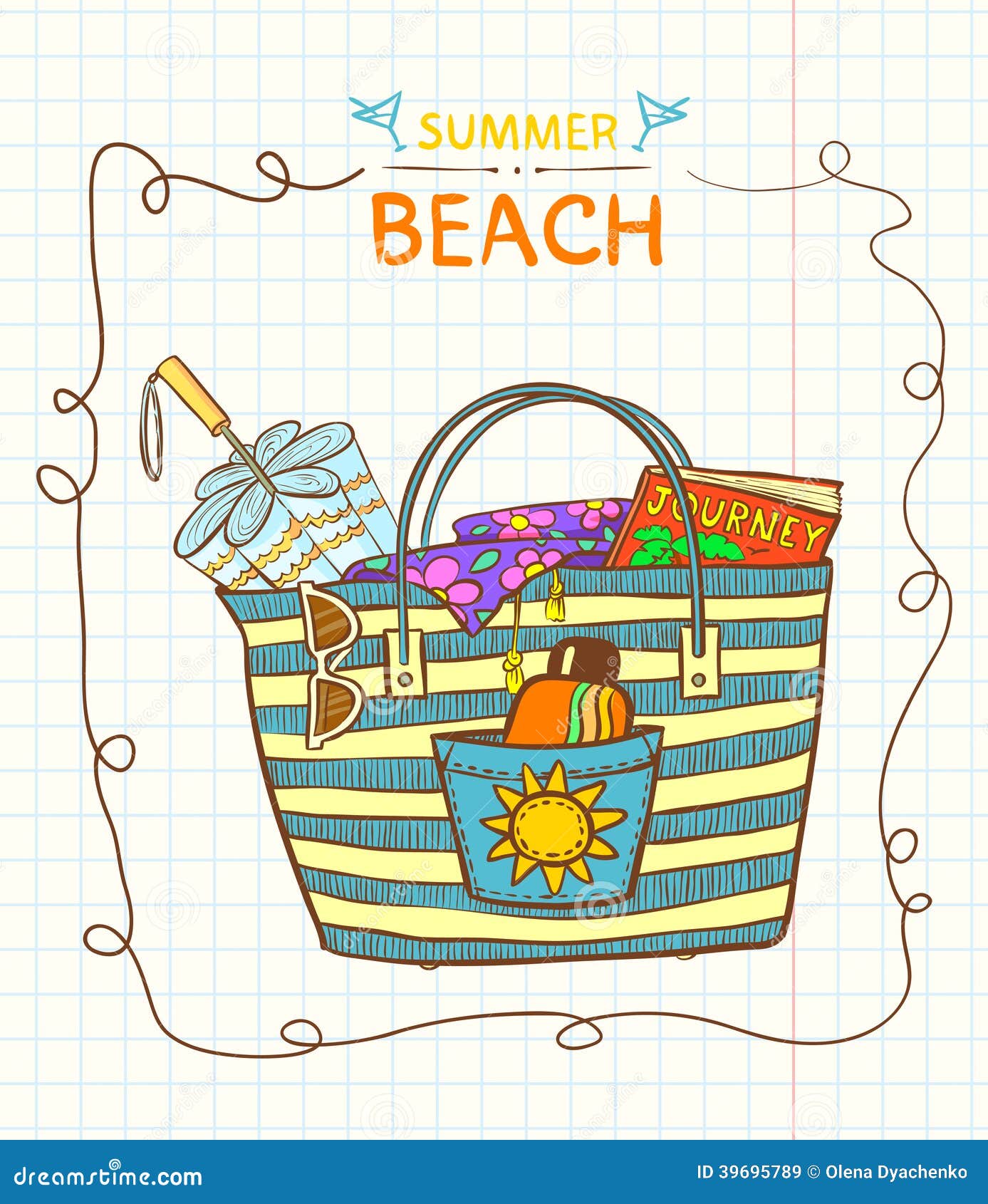 Beach bag stock vector. Illustration of icon, lotion - 39695789