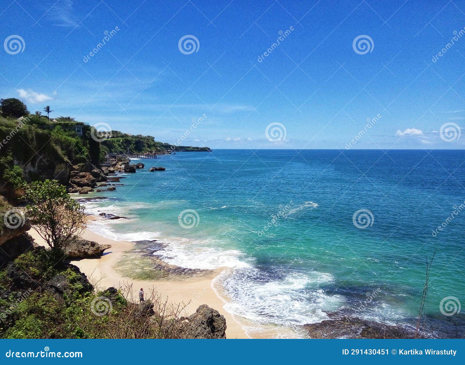 A Beach in Bali with Blue Sky Background Stock Image - Image of ...