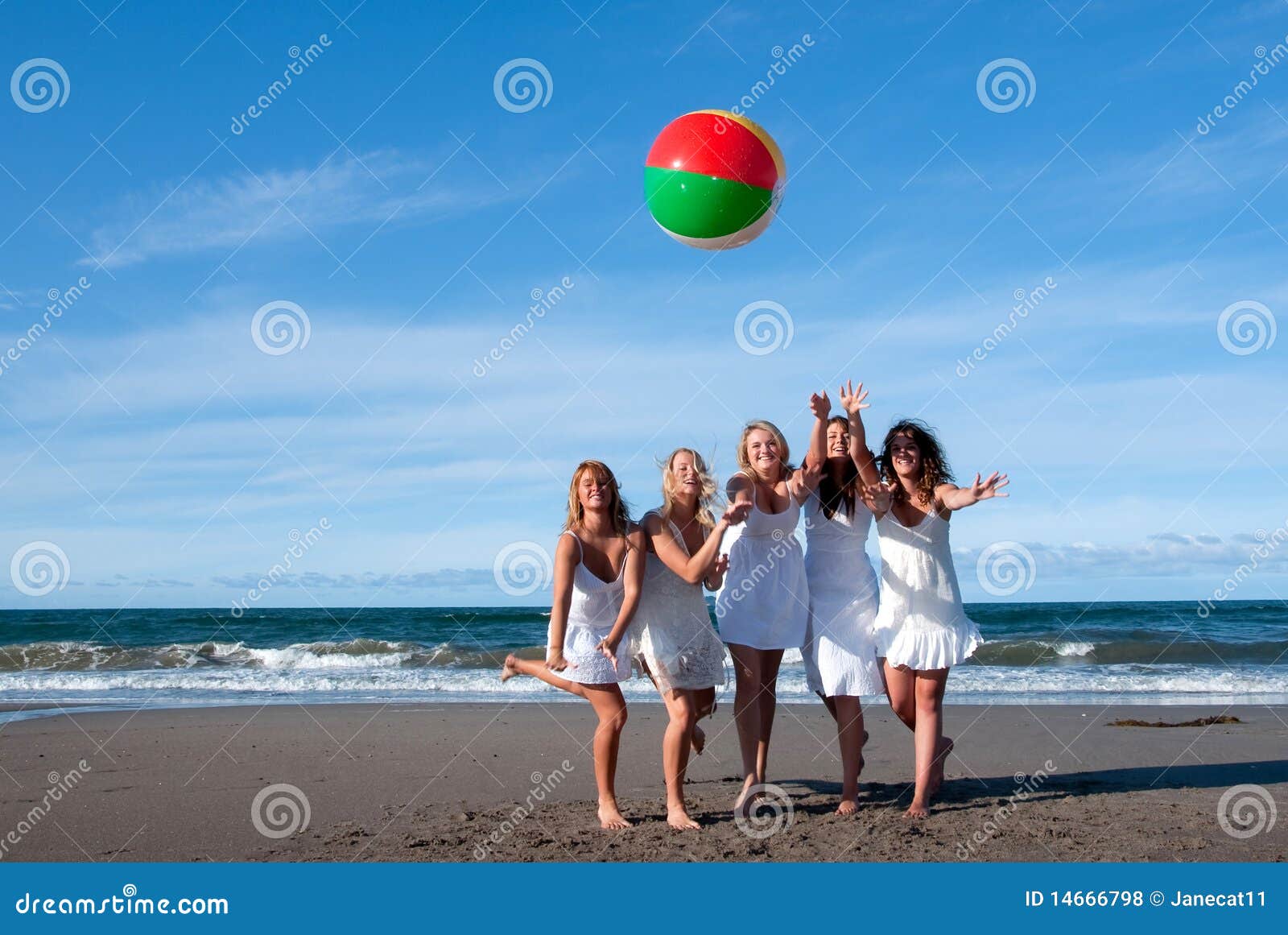 Beach ball stock photo. Image of jumping, group, summer - 14666798