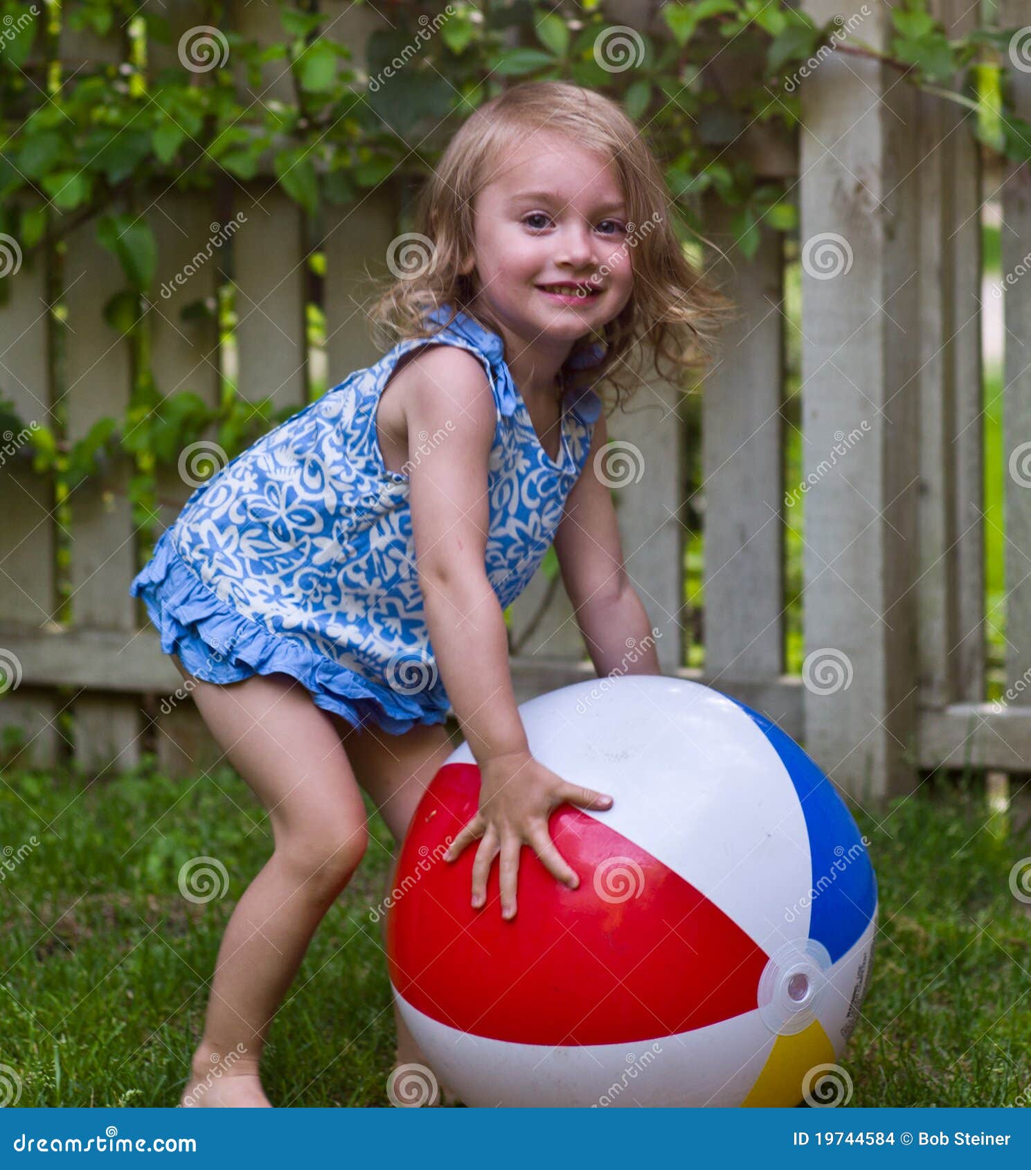 Beach Ball Floating In A Blue Swimming Pool. Summer Background. Stock ...