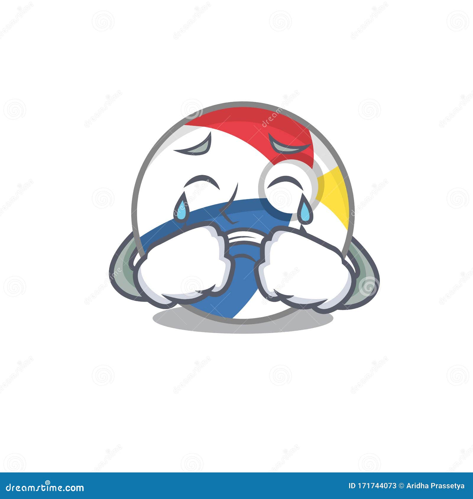 Beach Ball Cartoon Character Concept with a Sad Face Stock Vector ...