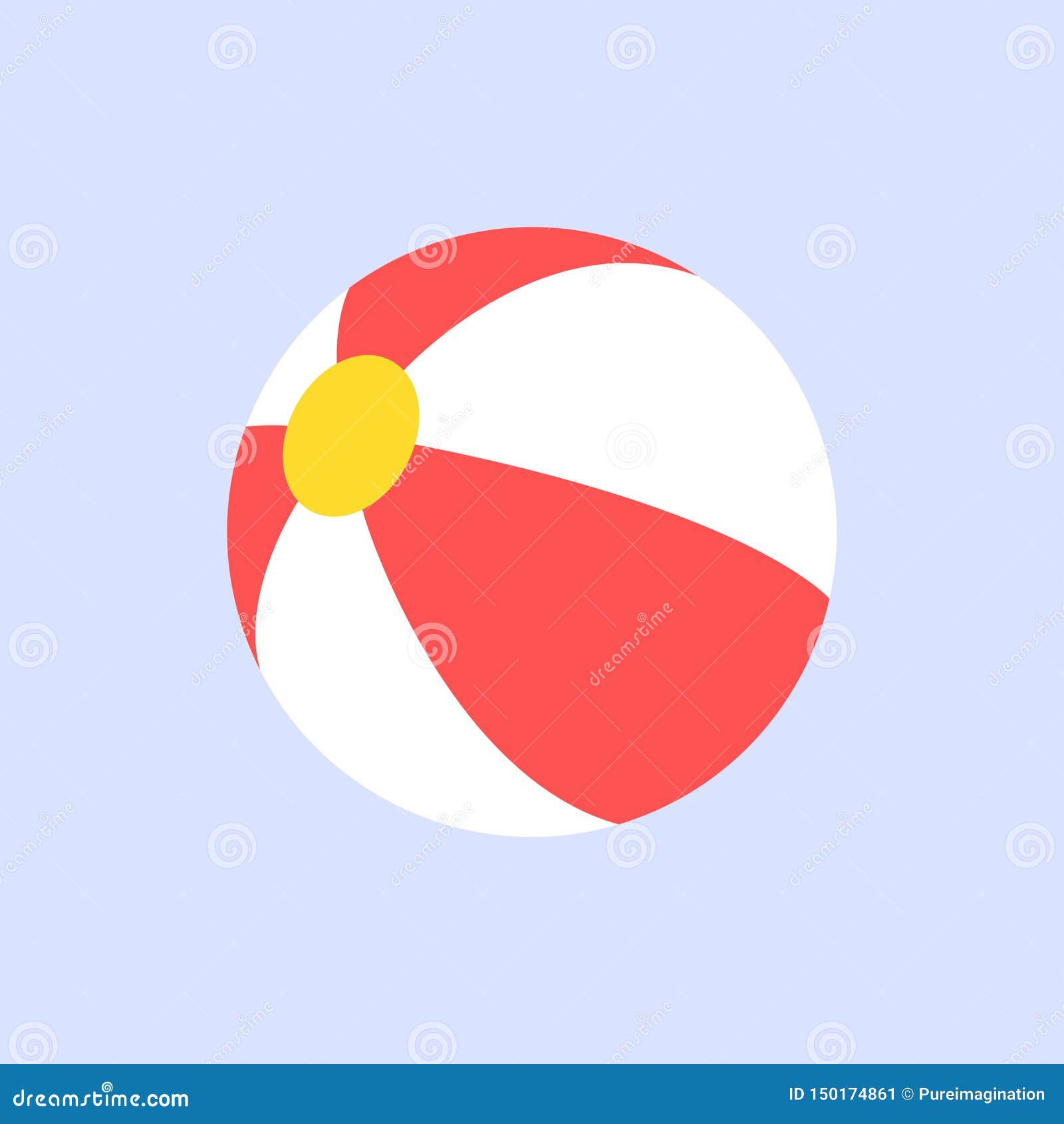 Beach Ball Flat Design Style on Blue Background Stock Vector ...