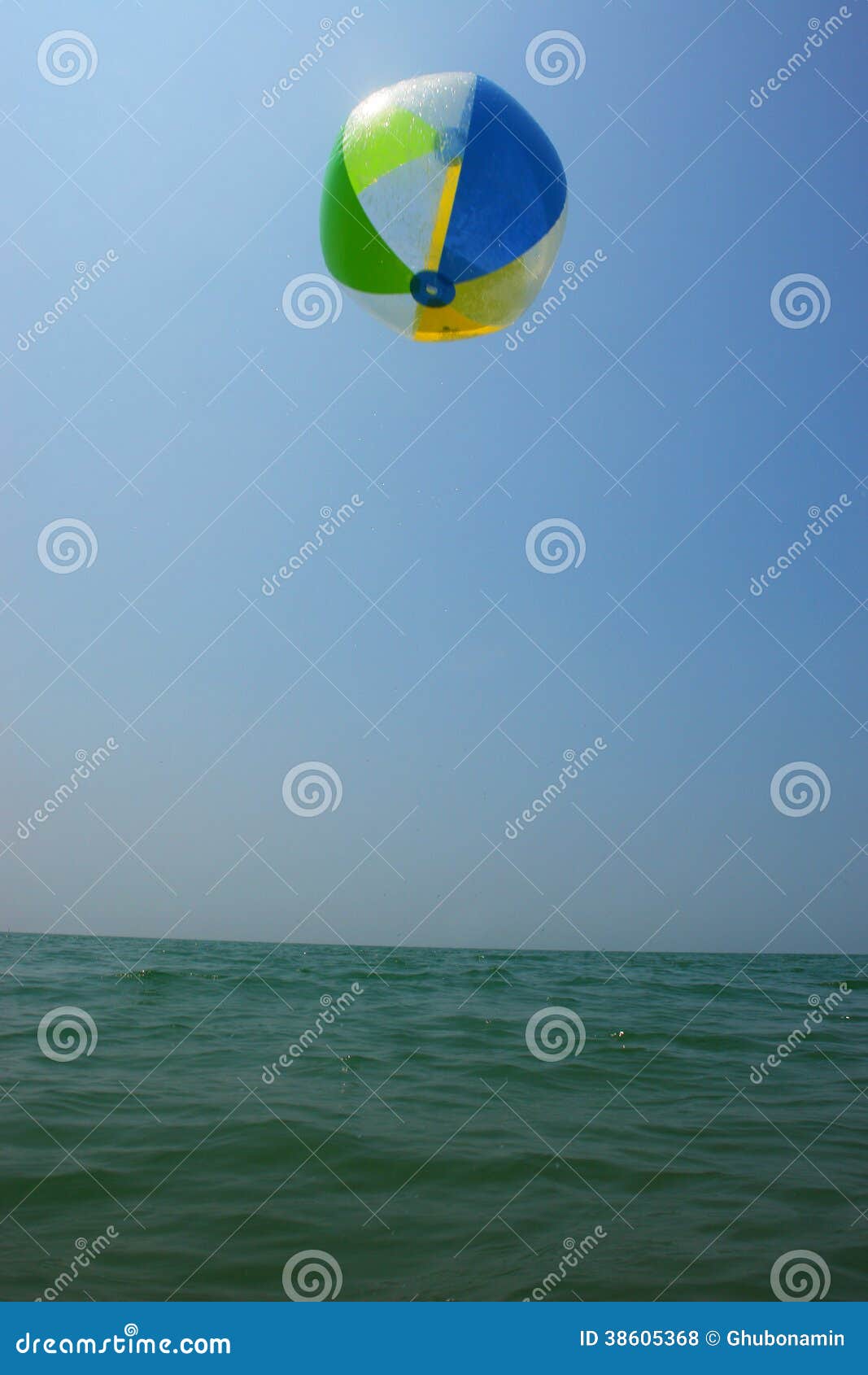 Beach ball fly high ocean stock photo. Image of attractive - 38605368