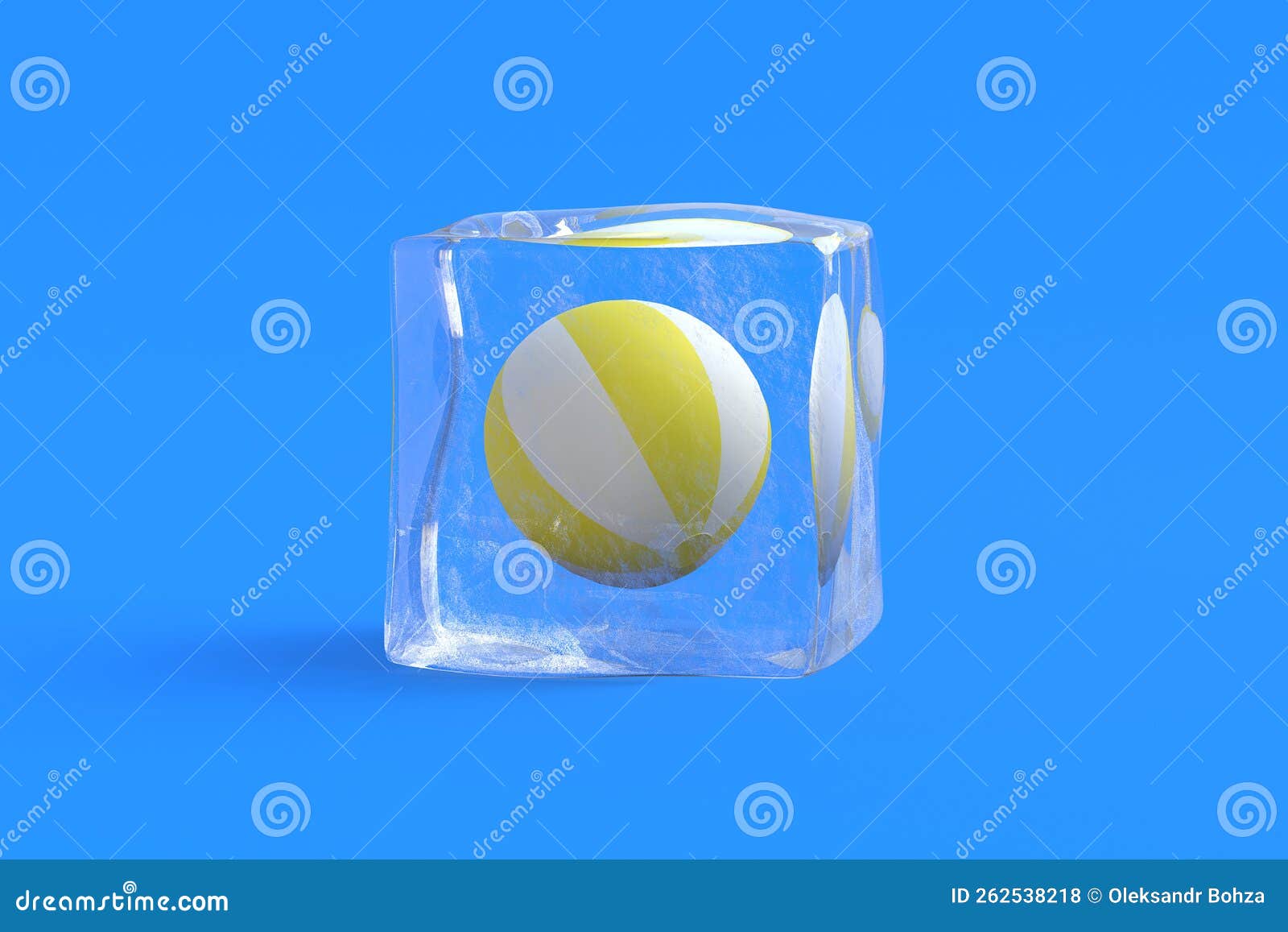 Beach ball in ice cube stock illustration. Illustration of frozen ...